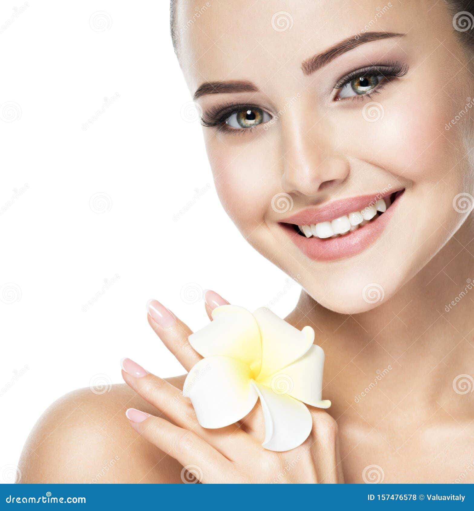 Beautiful Smiling Face of Young Woman with Flower Stock Photo - Image ... Beautiful Smiling Face of Young Woman with Flower Stock Photo - Image ...