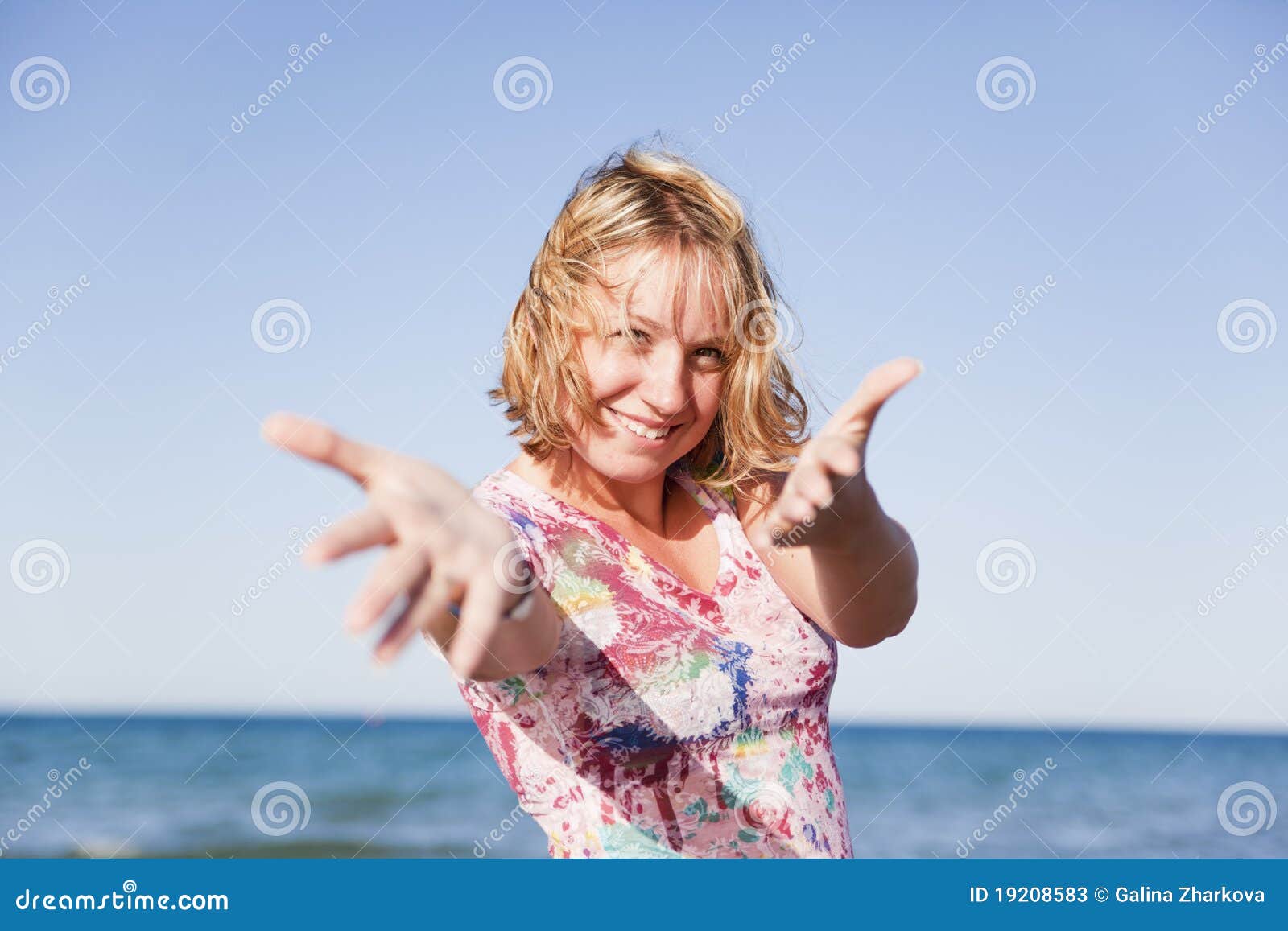 Beautiful Smiling Girl on the Beach Stock Image - Image of freedom ...