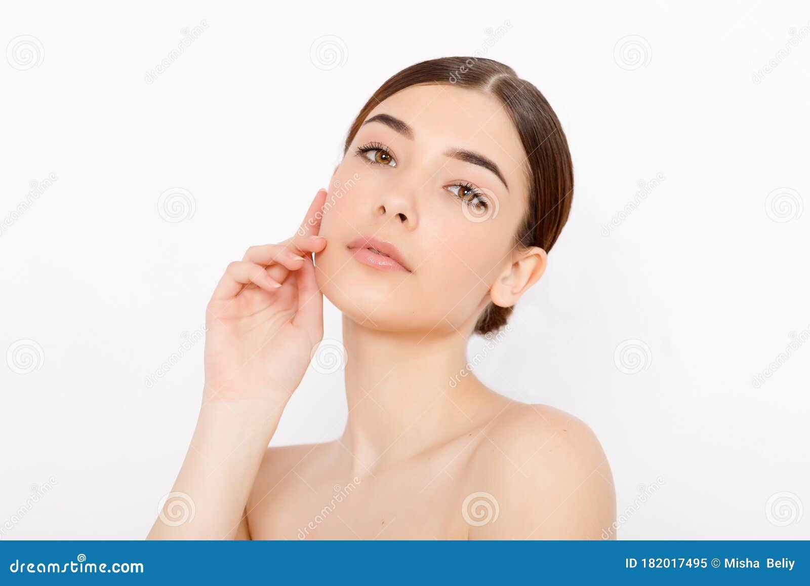 Beautiful Smiling Girl With Clean Skin Natural Make Up Stock Image