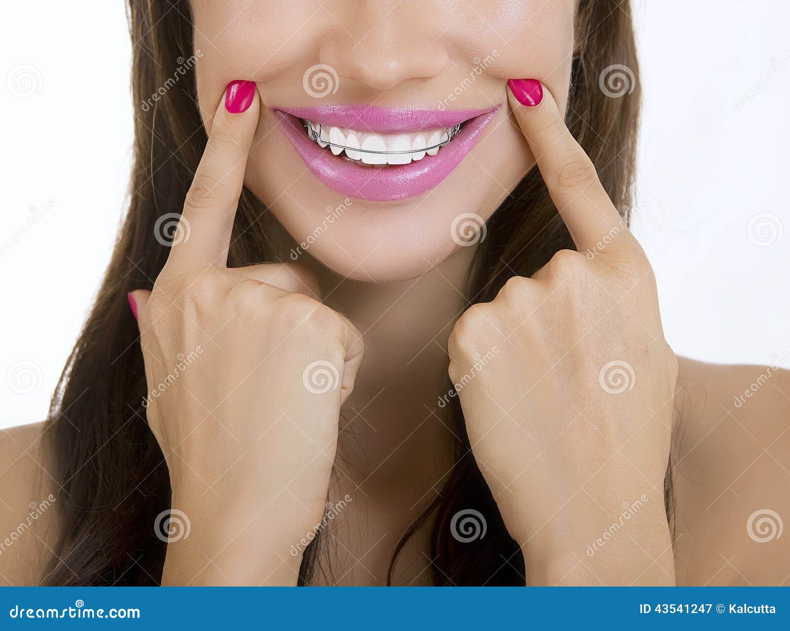 Beautiful Smiling Girl with Retainer on Teeth Stock Image - Image of ...