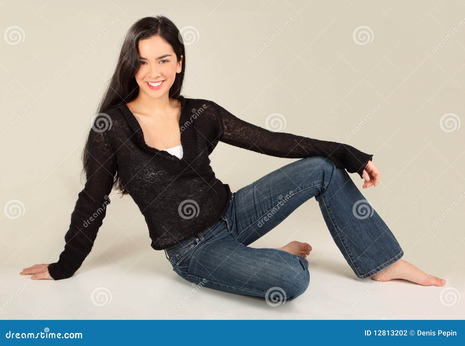 Beautiful Smiling Lady Sitting Stock Photo - Image of face, adult: 12813202