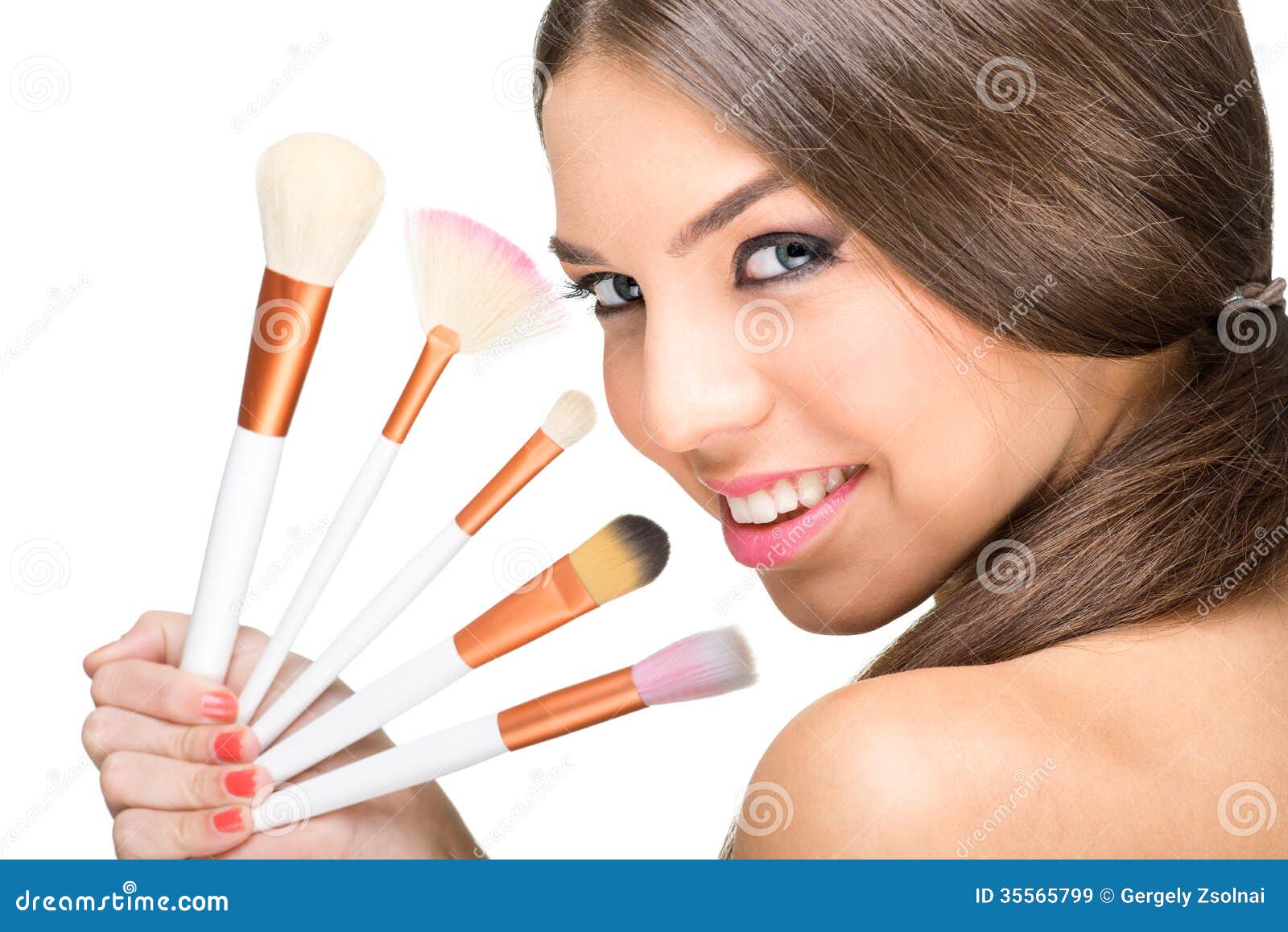 Beautiful Smiling Makeup Model Stock Image - Image of cosmetics, lips ...