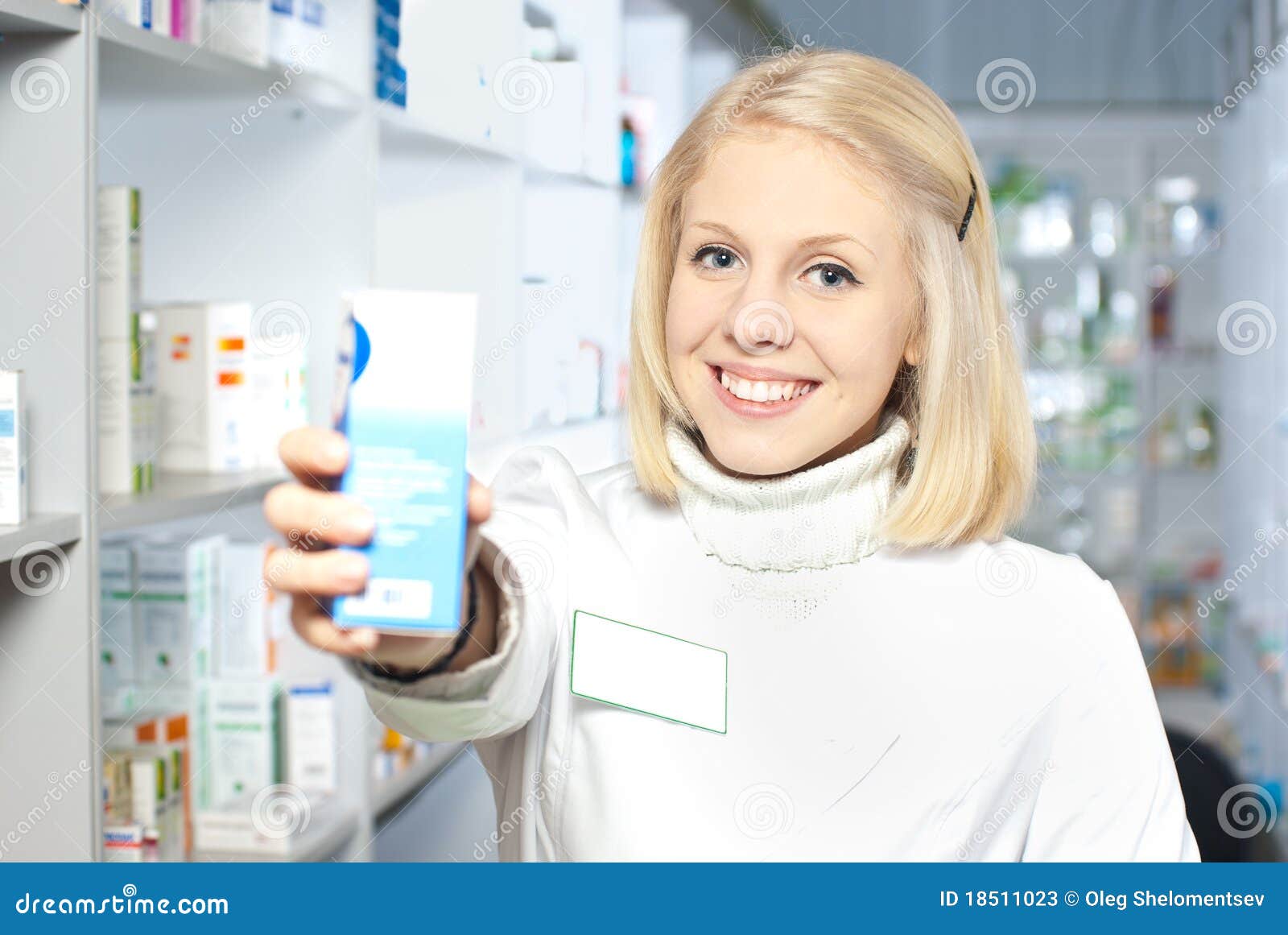 Beautiful Smiling Pharmacist Stock Image - Image of competent, blonde ...