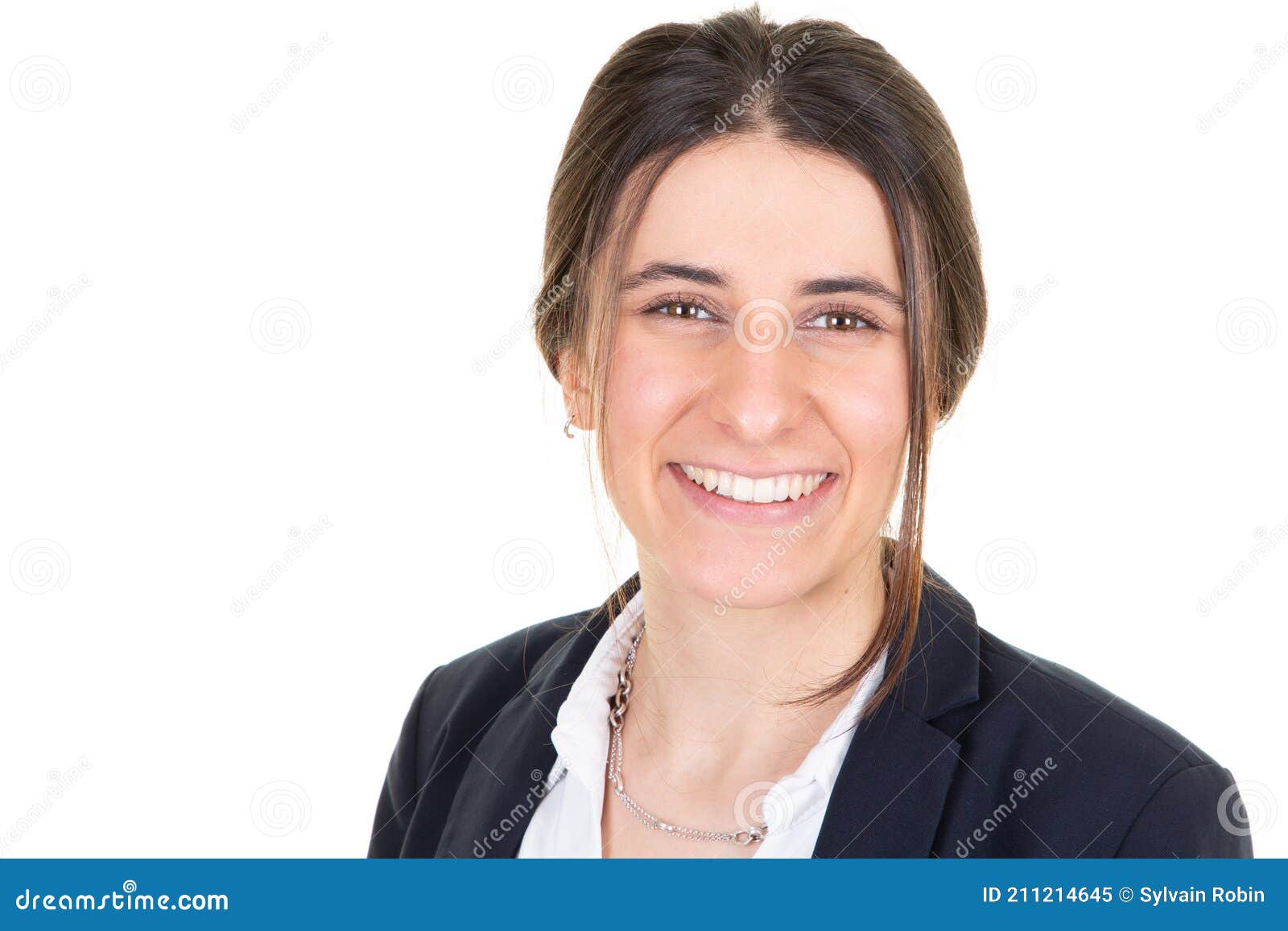 Beautiful Smiling Portrait Confident Business Woman In White Background