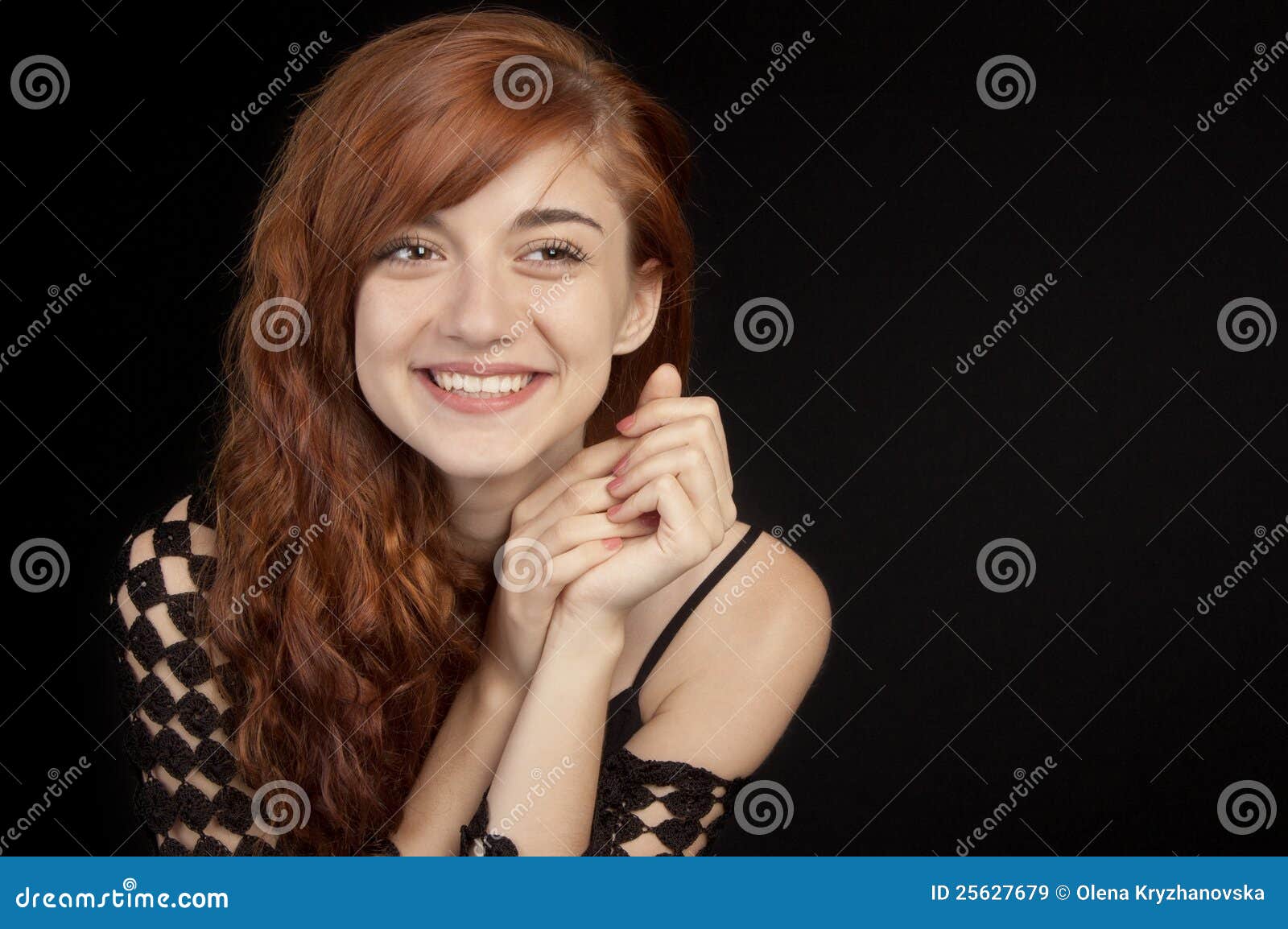 Beautiful Smiling Red Haired Girl Stock Image - Image of expression ...