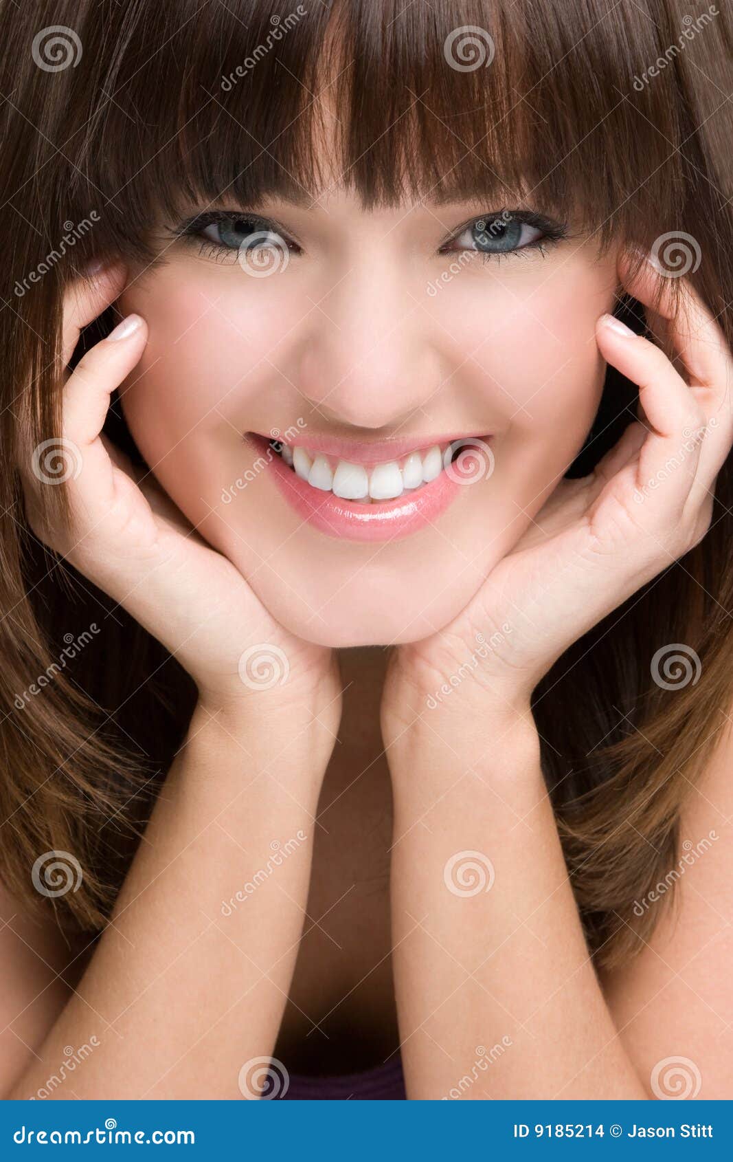 Beautiful Smiling Woman stock photo. Image of bangs, beauty - 9185214
