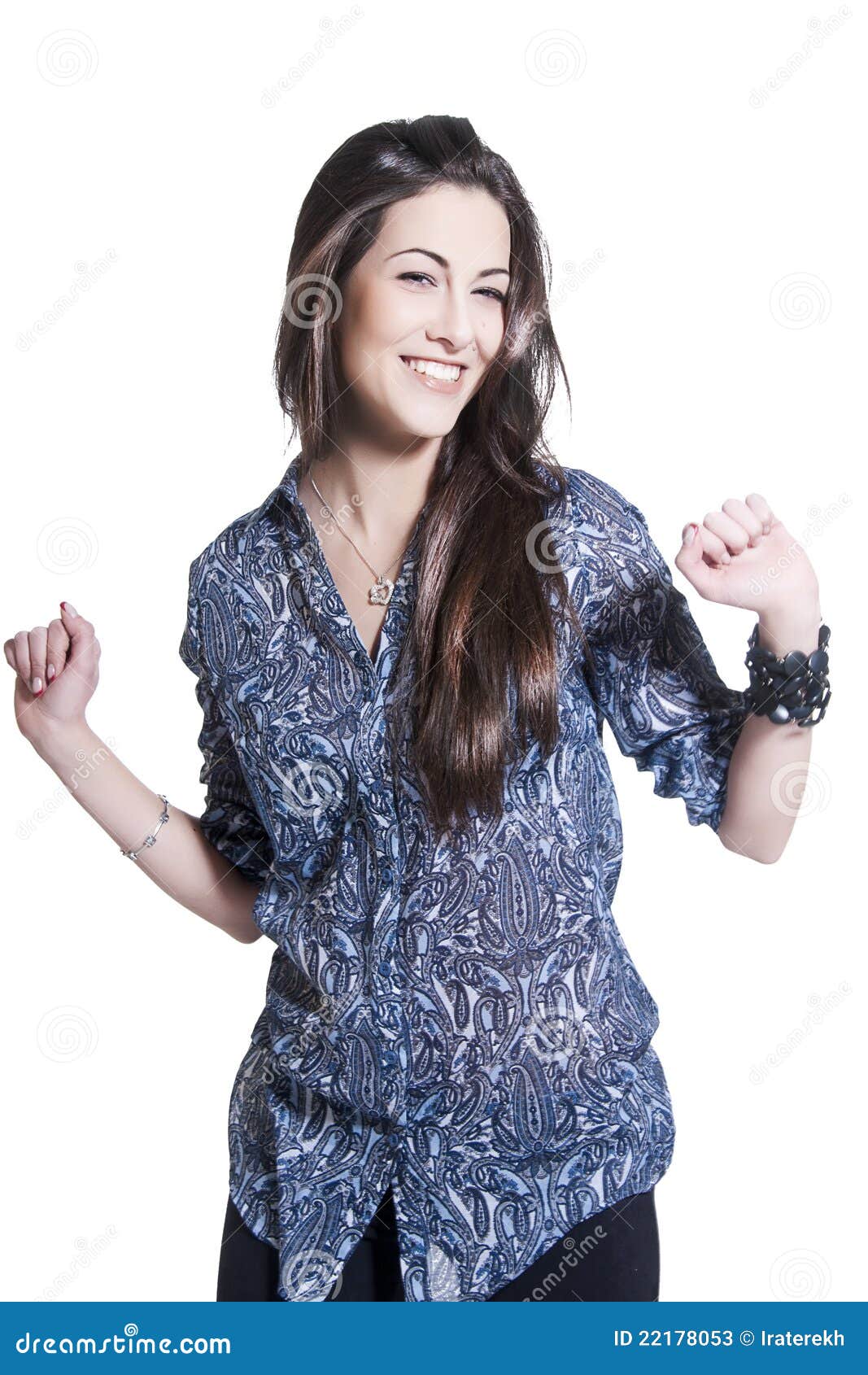 Beautiful Smiling Woman Dancing Stock Image - Image of manager, casual ...