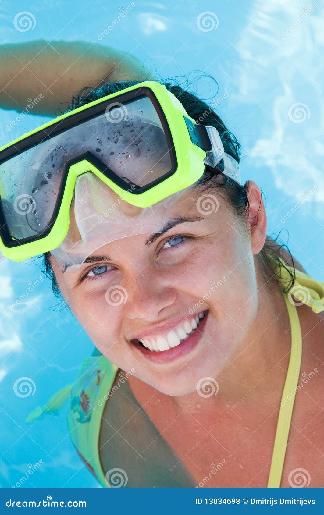 Beautiful Smiling Woman Diver Stock Photo - Image of happiness ...