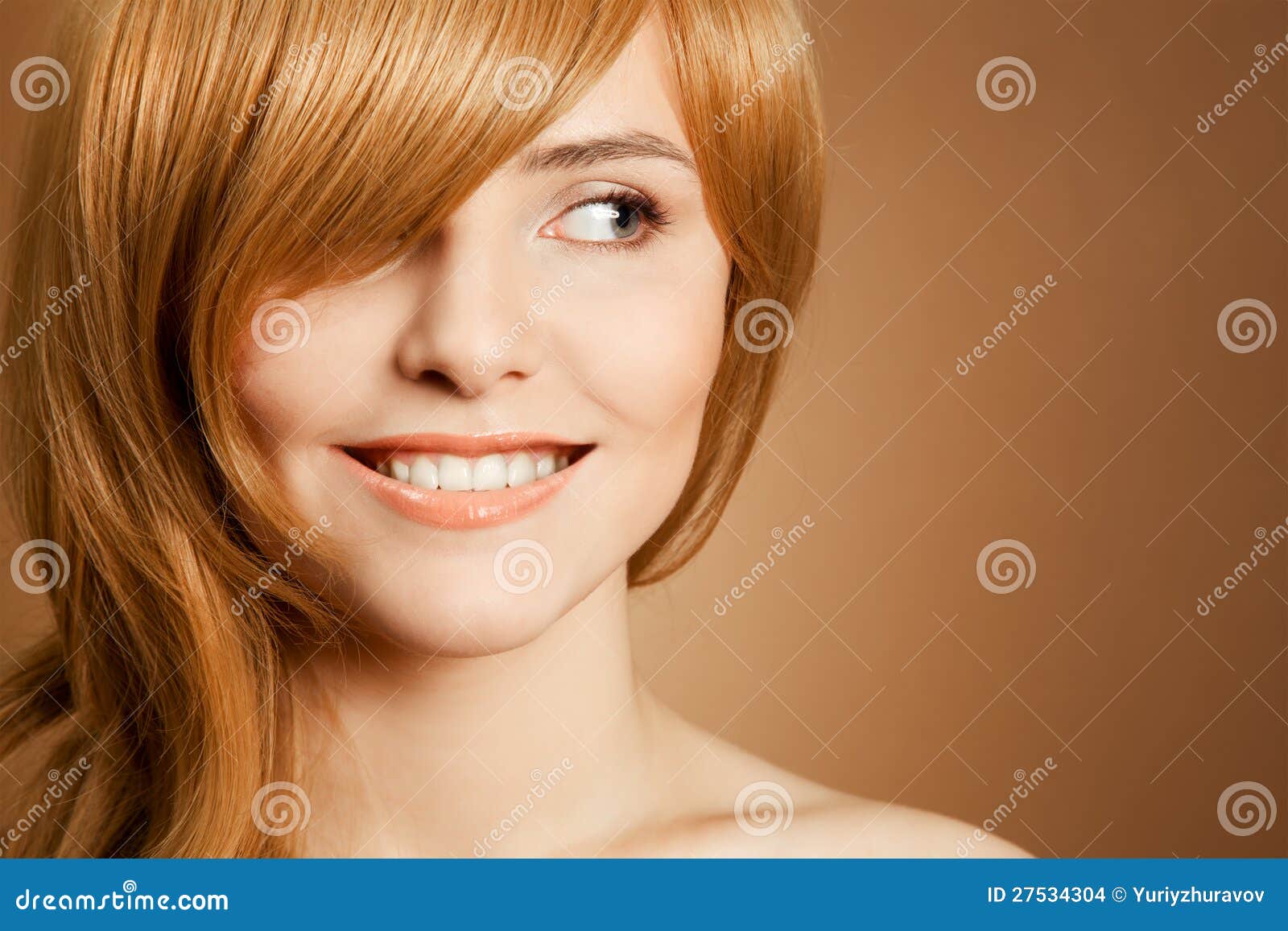 Beautiful Smiling Woman Portrait Stock Photo - Image of hair, face ...