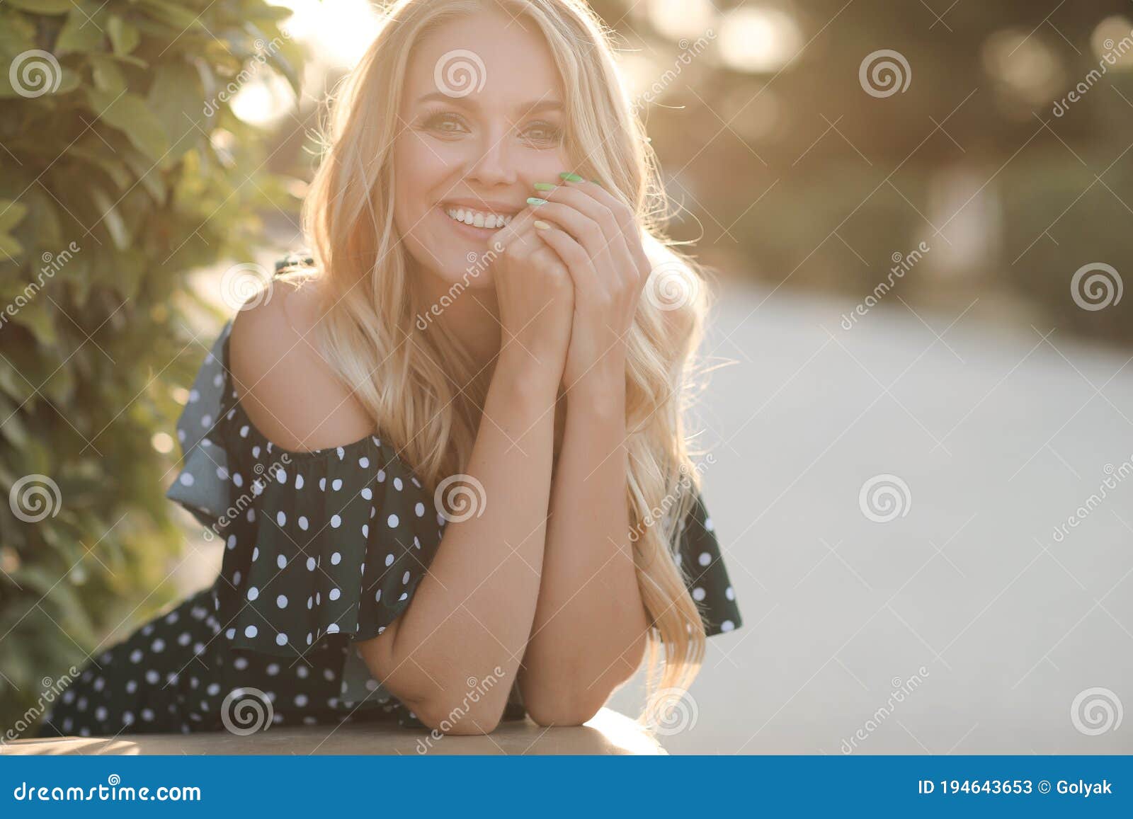 Beautiful Smiling Woman Portrait Outdoor Fashion Closeup Portrait