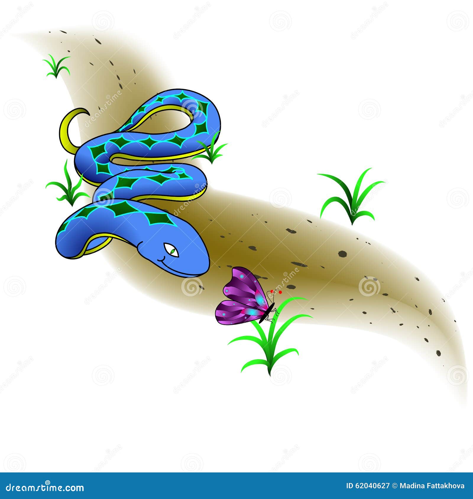 Beautiful Snake and Butterfly Stock Vector - Illustration of back ...