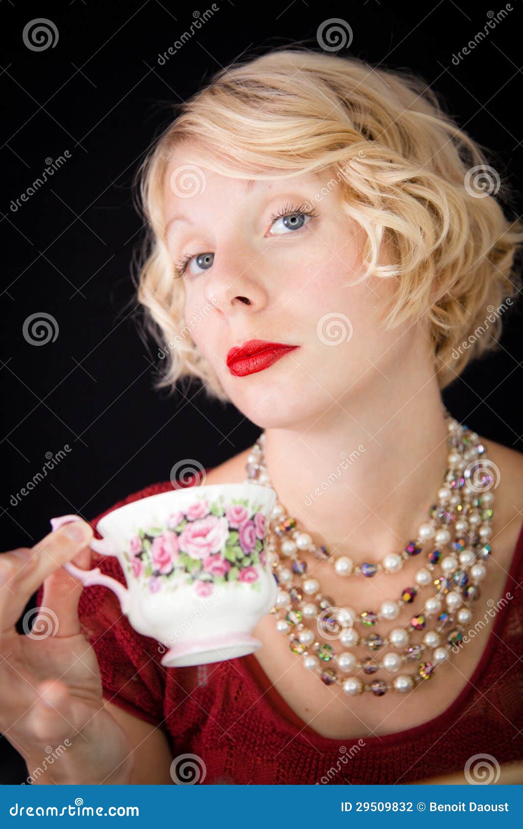 Beautiful Snobbish Lady Holding A Cup Of Tea Stock Photo - Image of ...