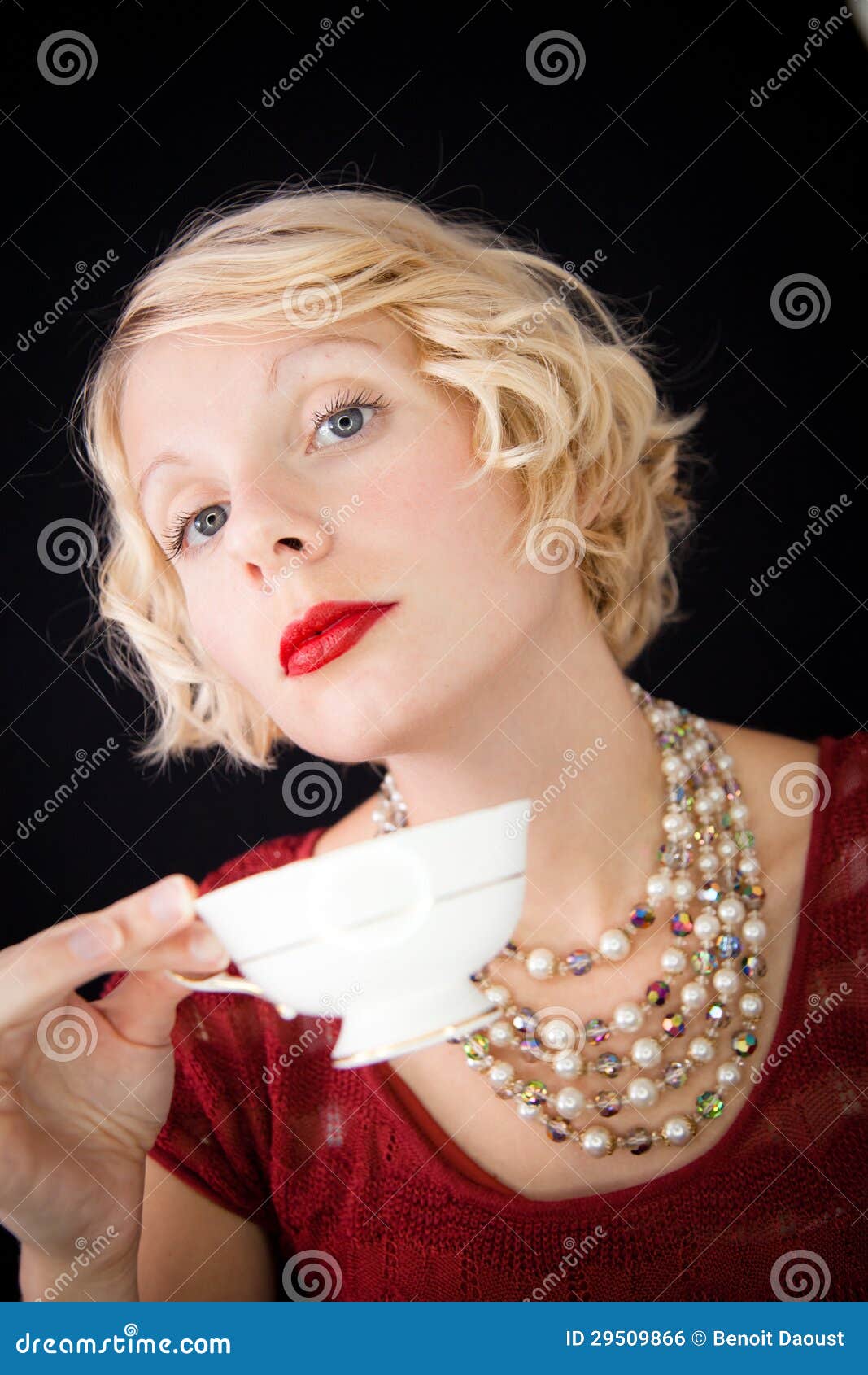 Beautiful Snobbish Lady Holding A Cup Of Tea Stock Photo ...
