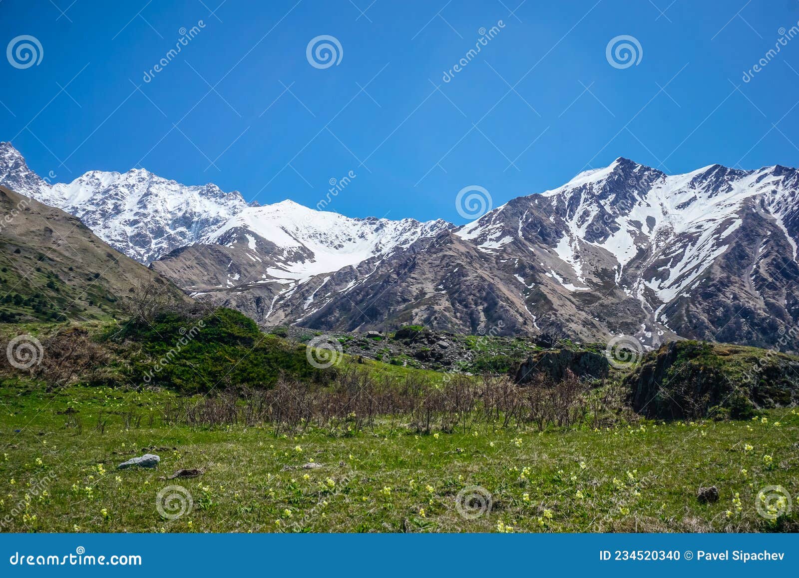 Beautiful Snow Capped Mountains of the Caucasus Stock Photo - Image of ...