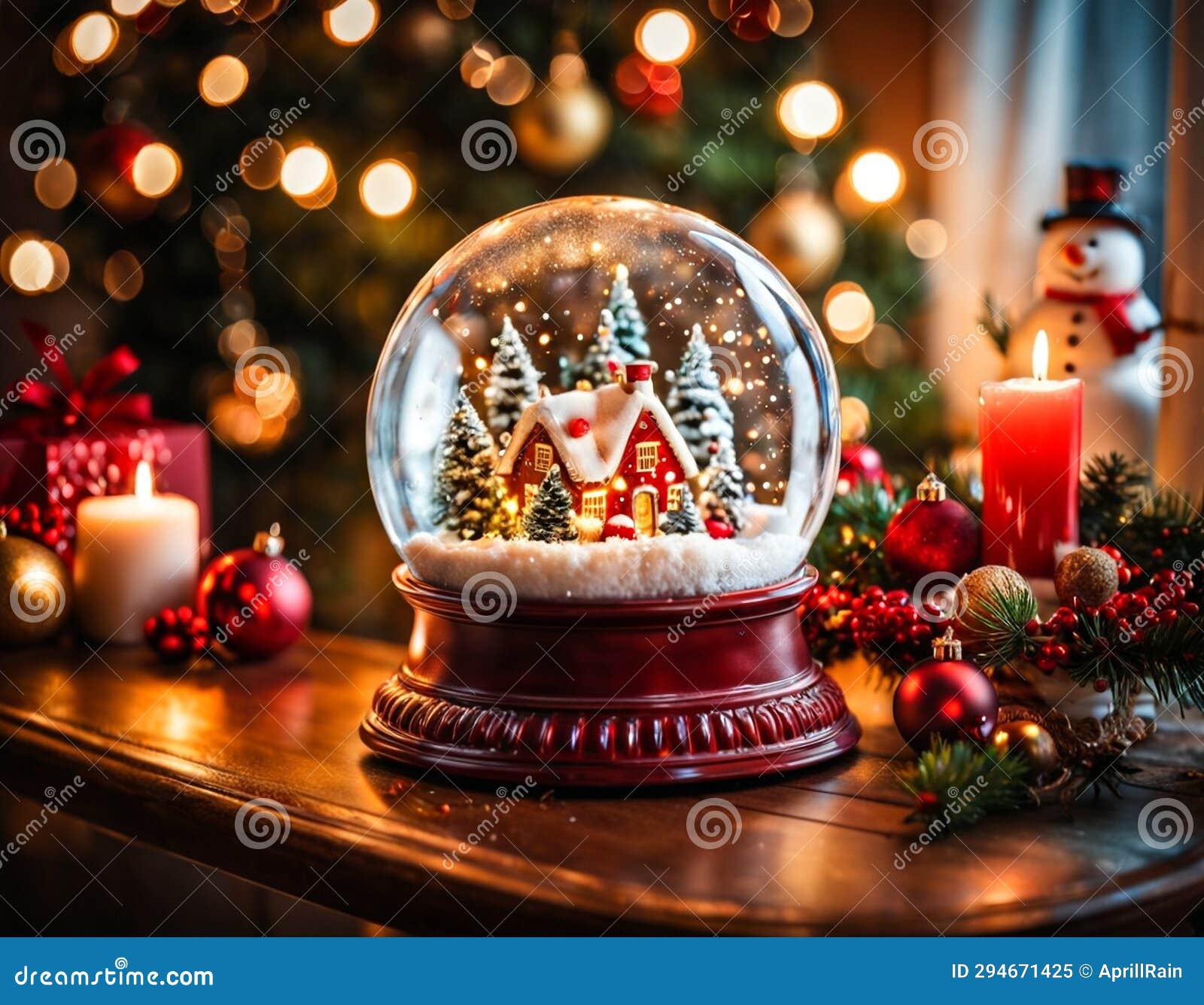 Beautiful snow globe stock image. Image of ribbon, decorative - 294671425