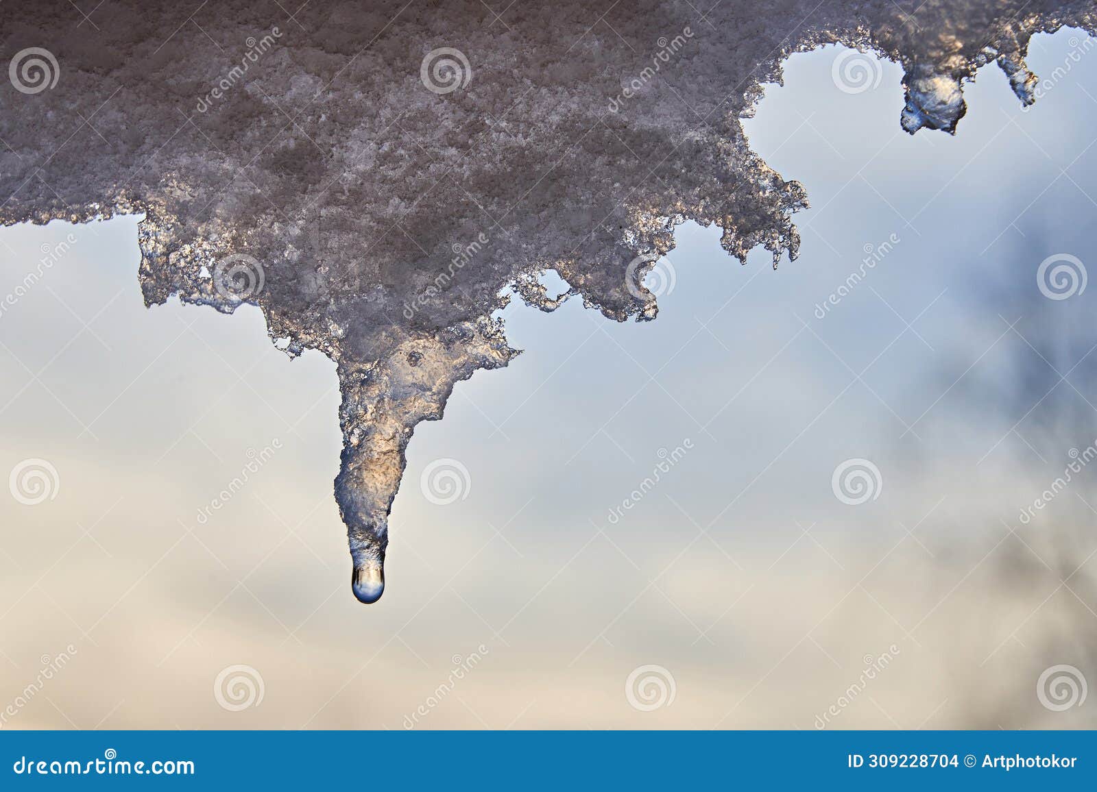 Beautiful Snow Patterns during Warm Weather. Dripping in the Street ...