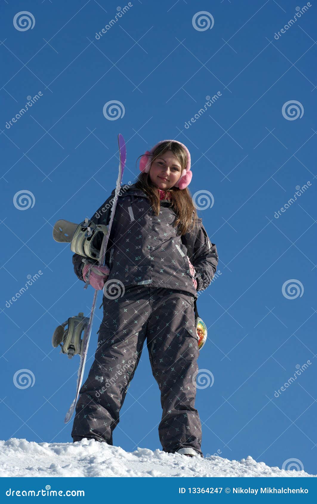 Beautiful snowboarder girl stock image. Image of alive - 13364247