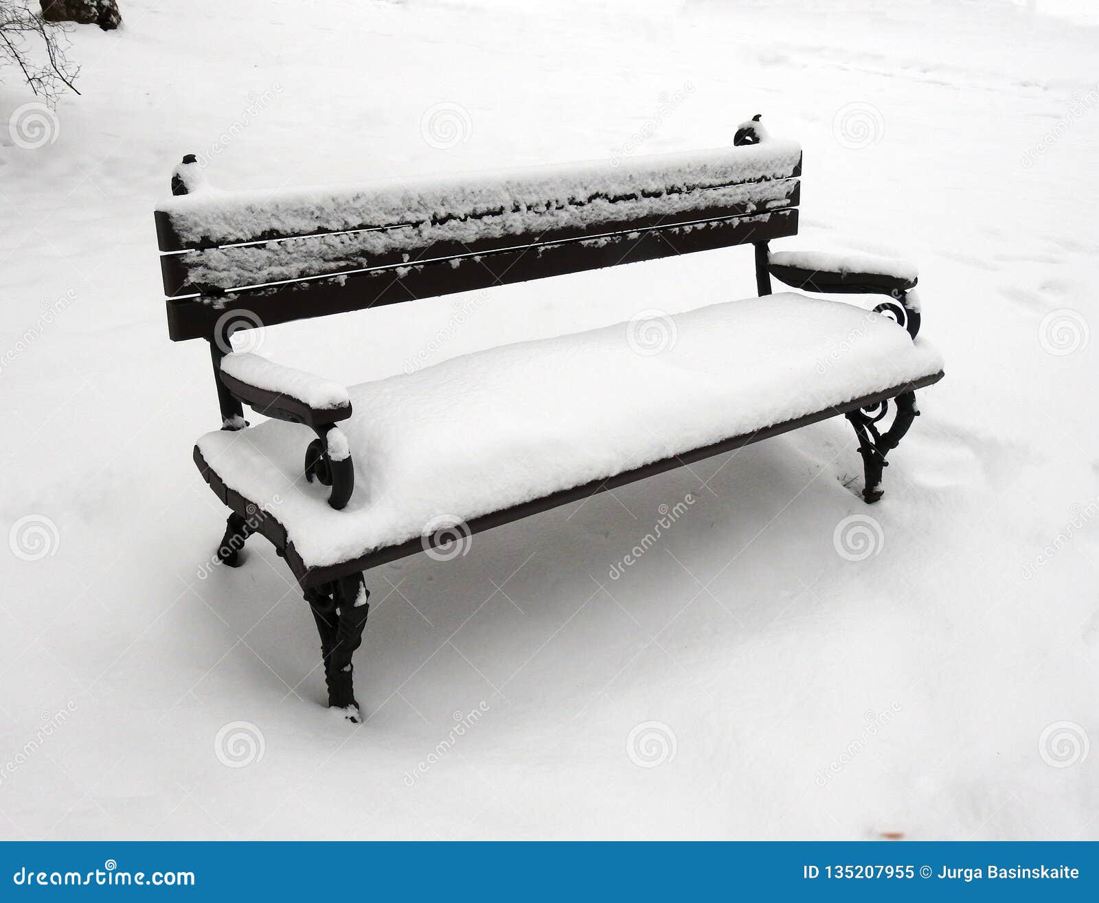 Beautiful Snowy Bench, Lithuania Stock Image - Image of cold, bench ...