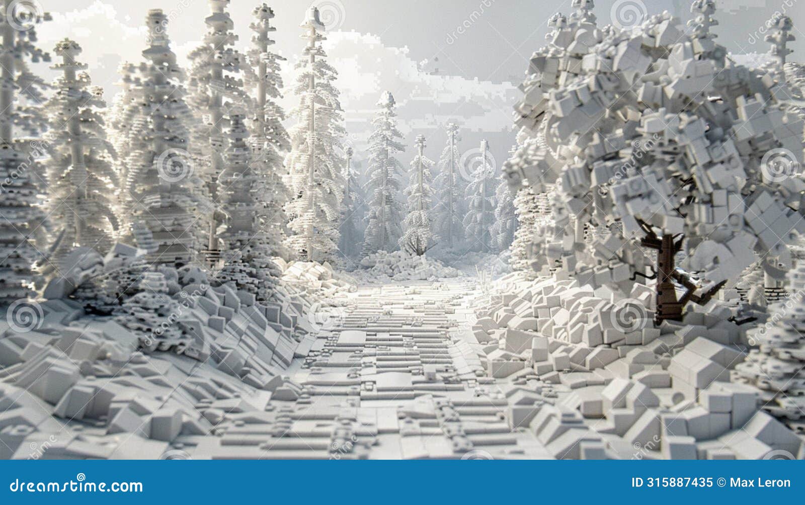 Snowy Landscape Made Out of Lego Bricks Stock Illustration ...