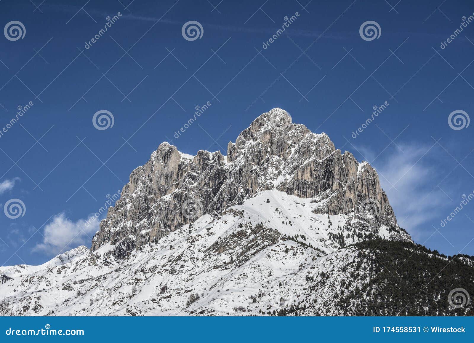 Beautiful Snowy Mountain Top with a Blue Clear Sky Stock Image - Image ...