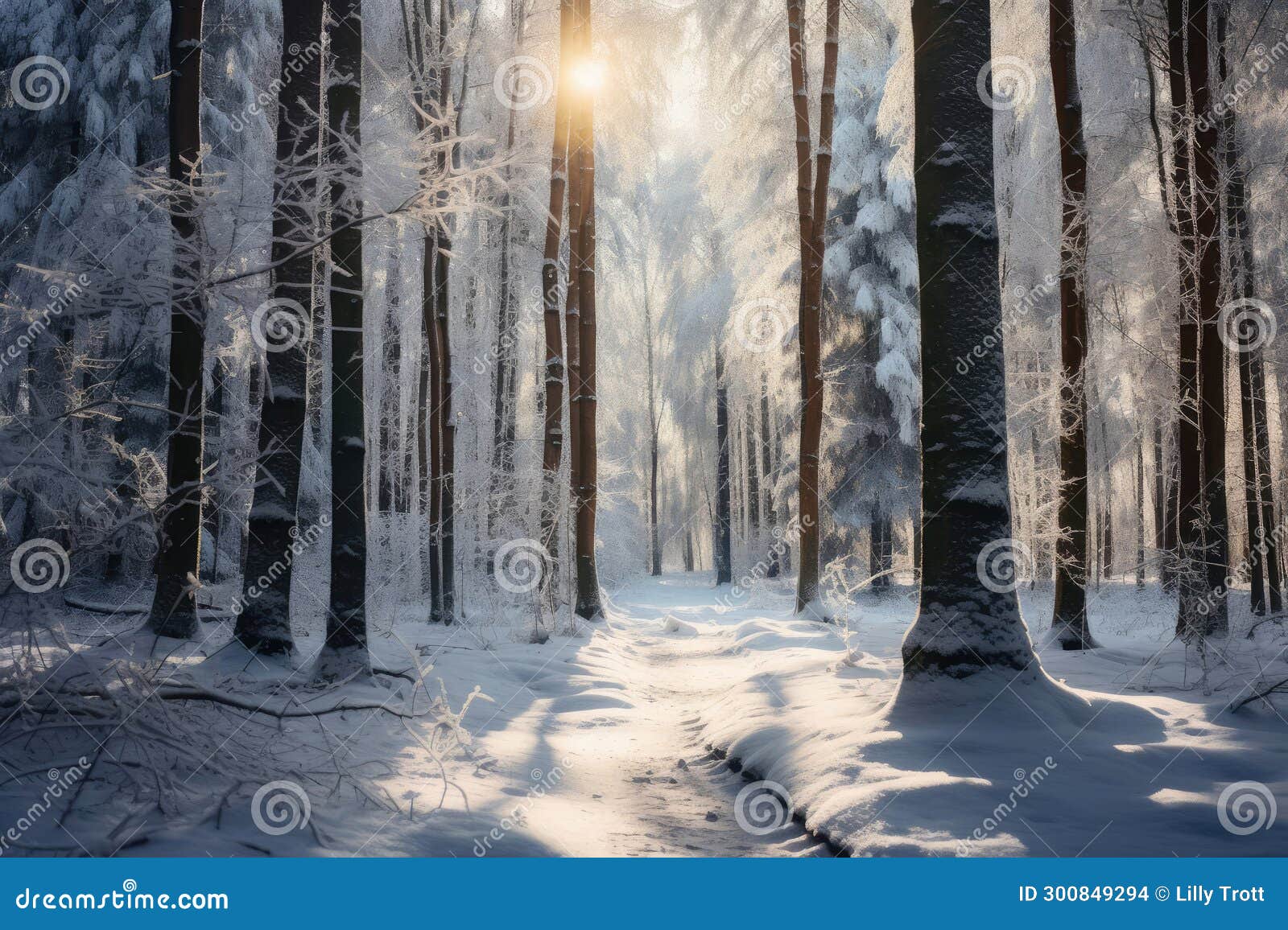 Beautiful Snowy Trees in the Park or Forest Stock Photo - Image of ...