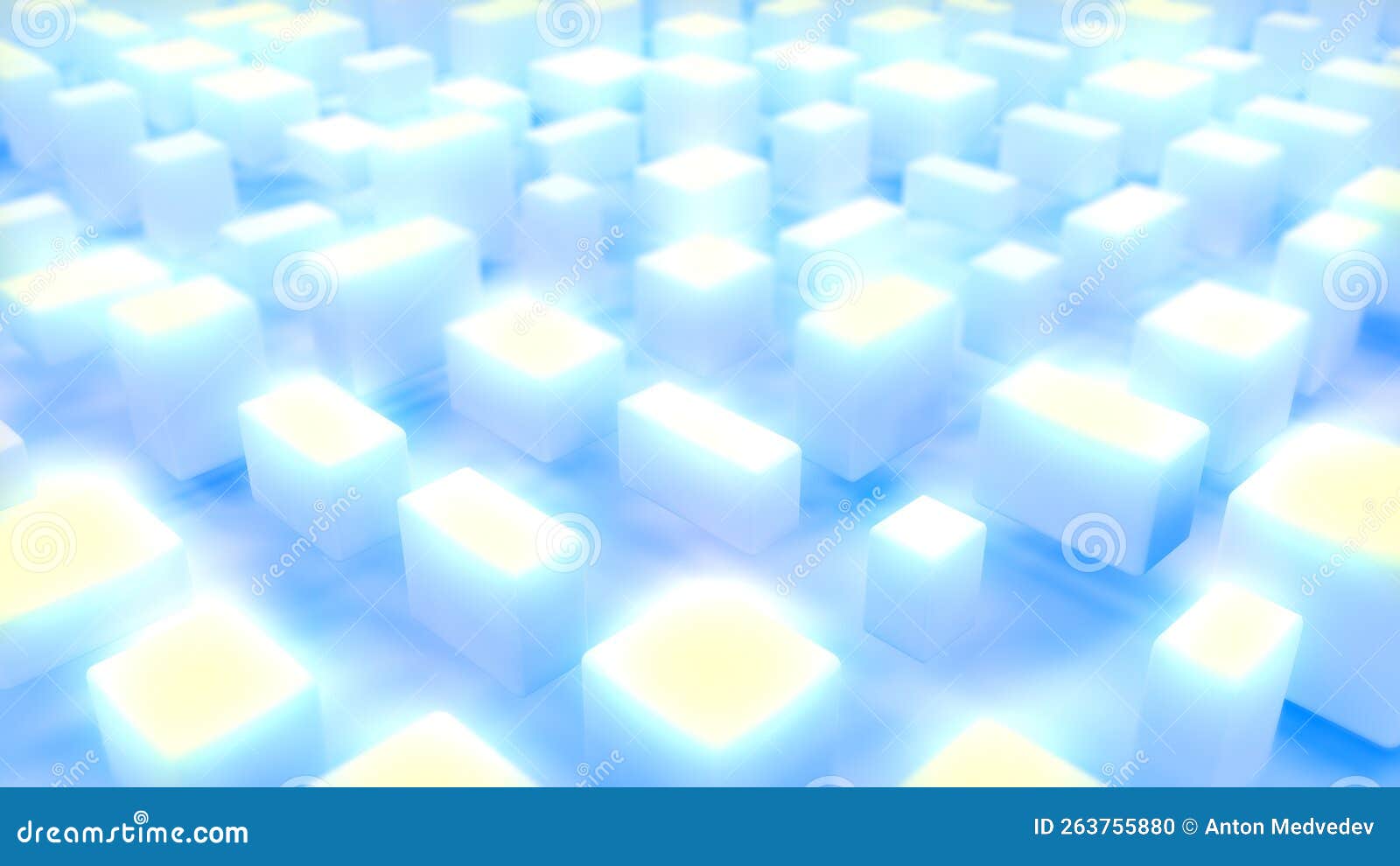 Beautiful Soft Glowing Geometric Blue Cuboids - Abstract 3D Rendering ...