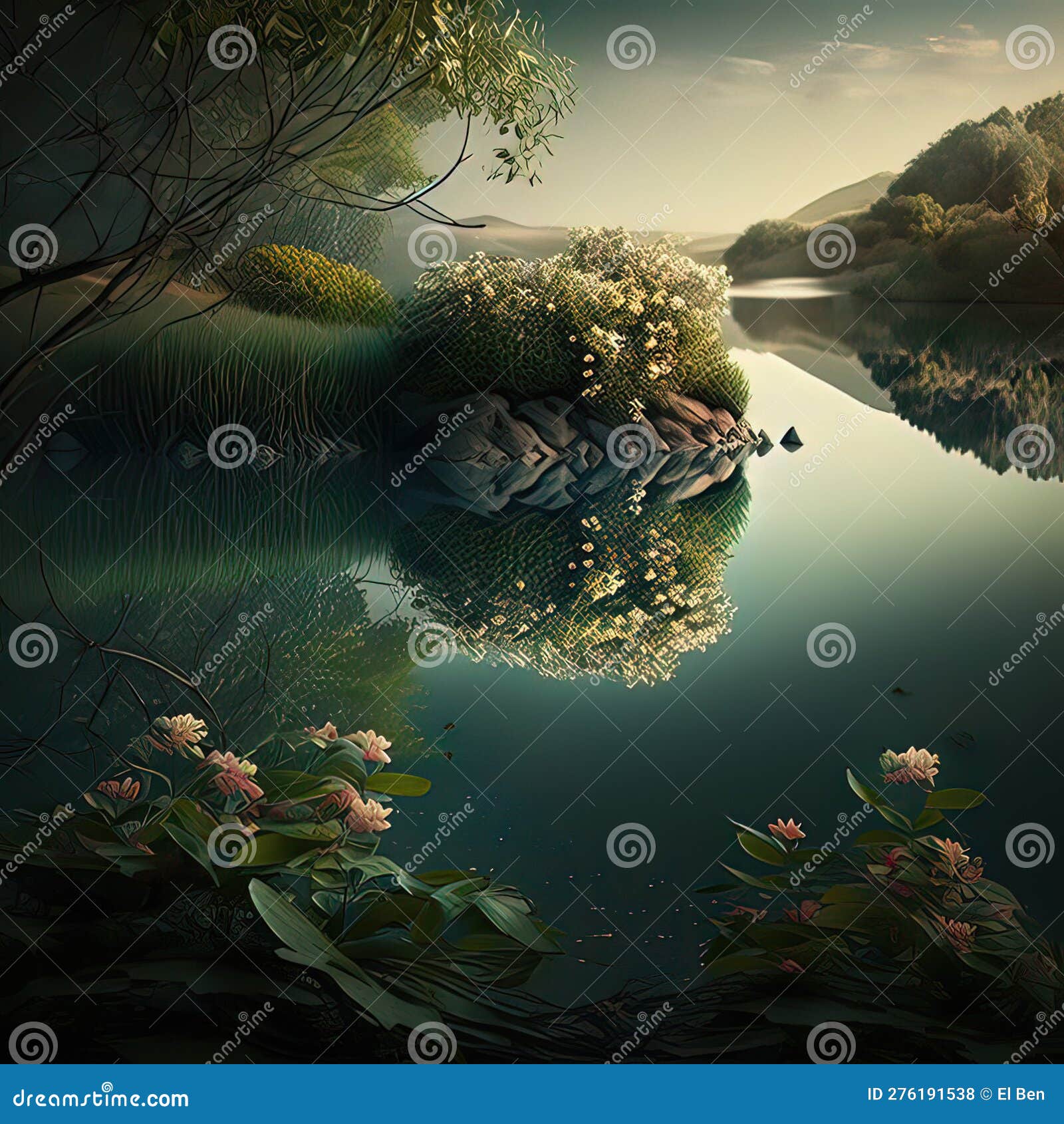 Beautiful Soothing Nature stock illustration. Illustration of green ...