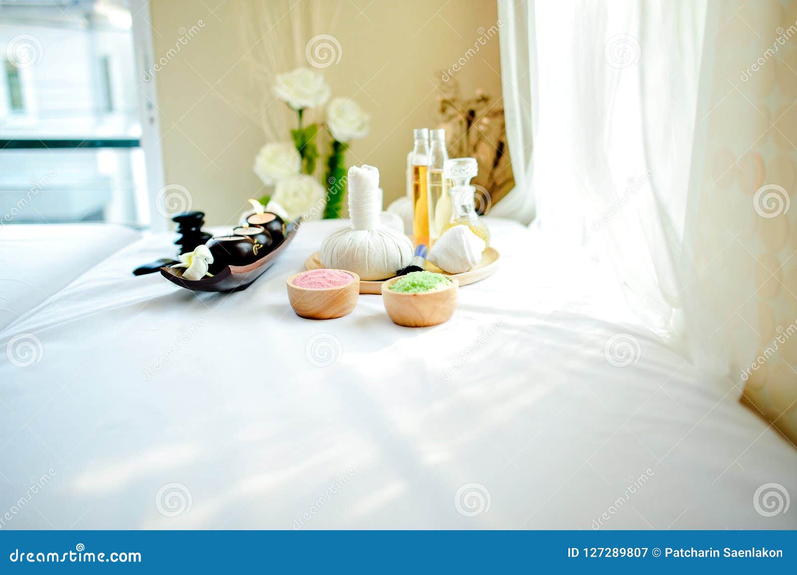 A Beautiful Spa Element on a White Fabric Floor Called a Couch. Stock ...