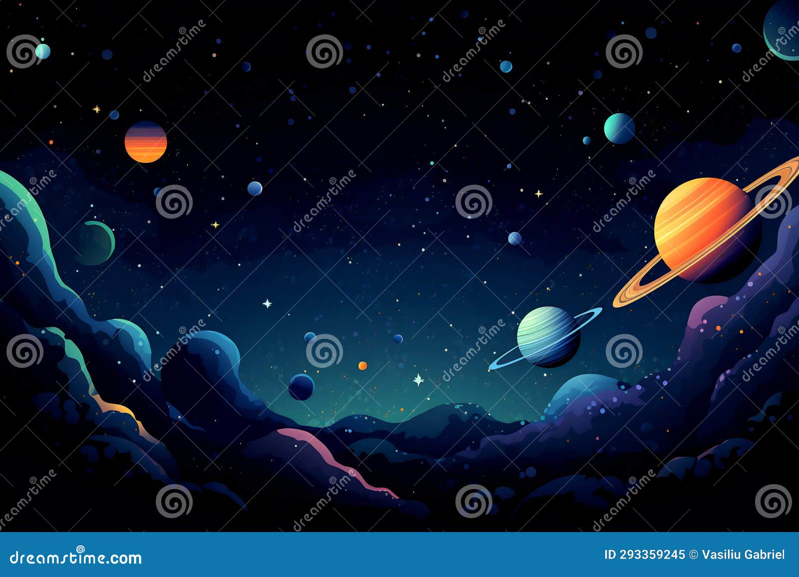 Beautiful Space Landscape, an Expansive, Panoramic Anamorphic, Space ...