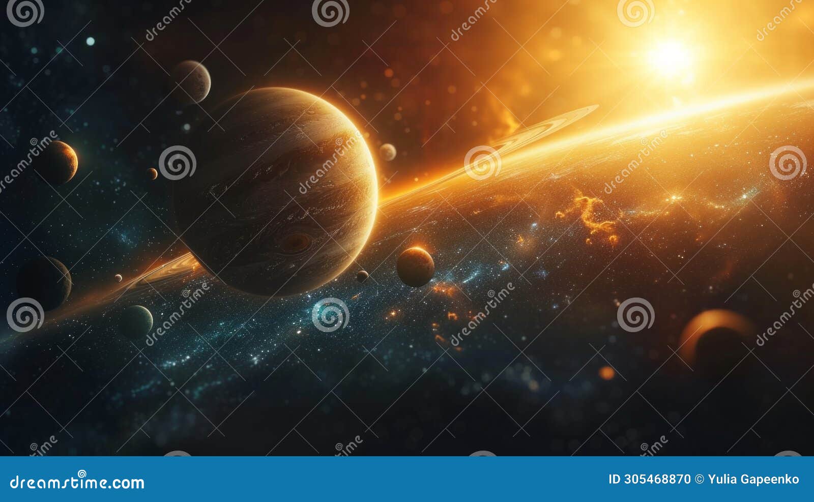 Beautiful Space Photography with Planets of the Solar System Stock ...