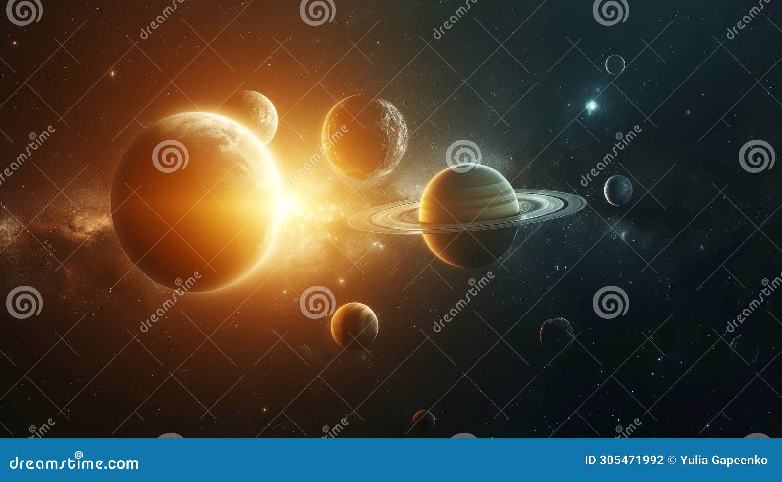 Beautiful Space Photography with Planets of the Solar System Stock ...