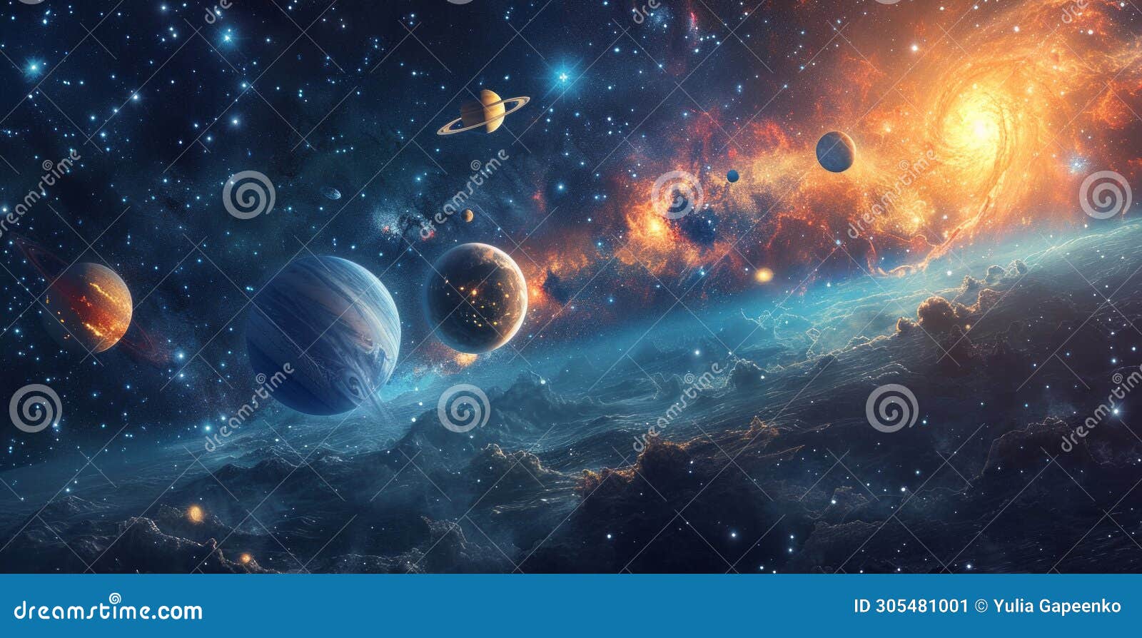 Beautiful Space Photography with Planets of the Solar System Stock ...