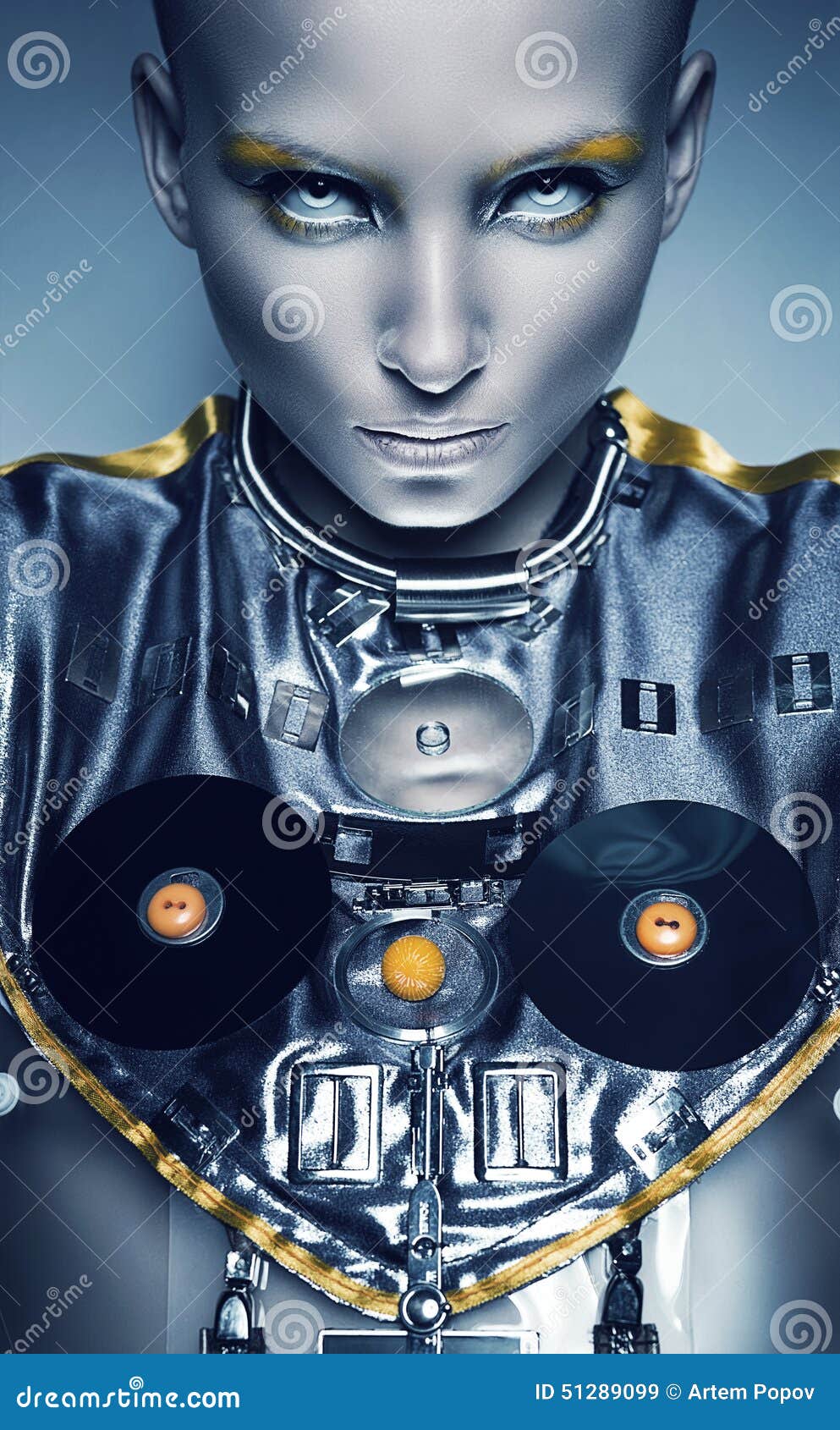Beautiful Space Woman in Light Stock Image - Image of female, robot ...