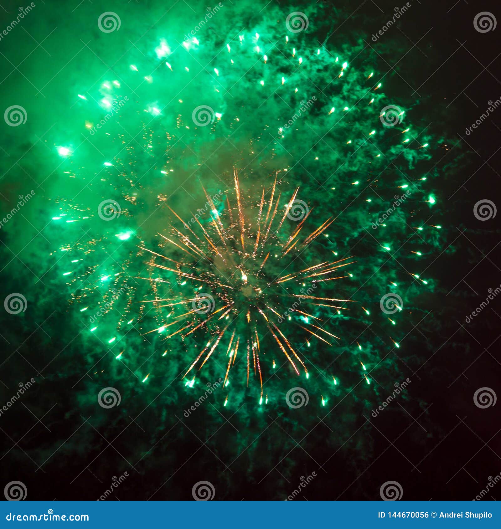 Beautiful Sparks from Fireworks in the Sky at Night Stock Photo - Image ...