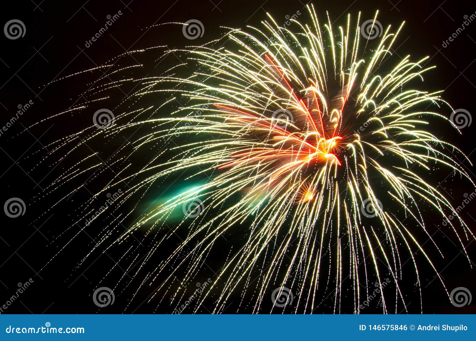 Beautiful Sparks from Fireworks in the Sky at Night Stock Photo - Image ...
