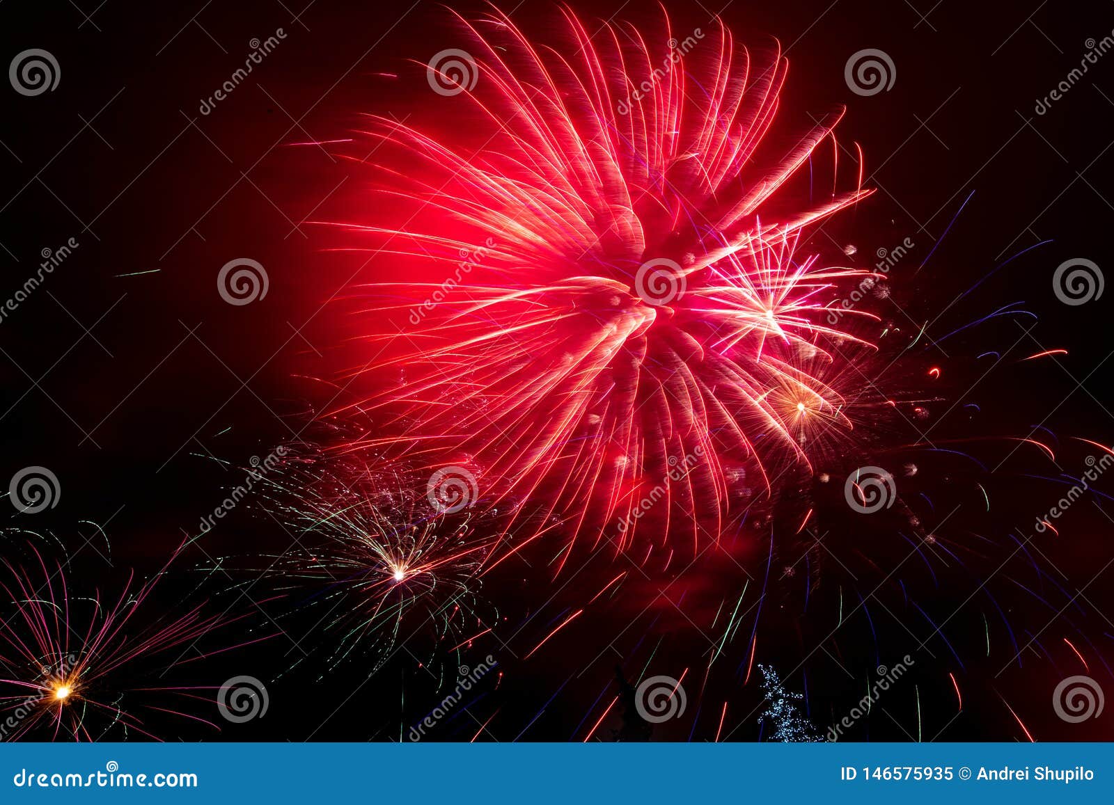 Beautiful Sparks from Fireworks in the Sky at Night Stock Image - Image ...