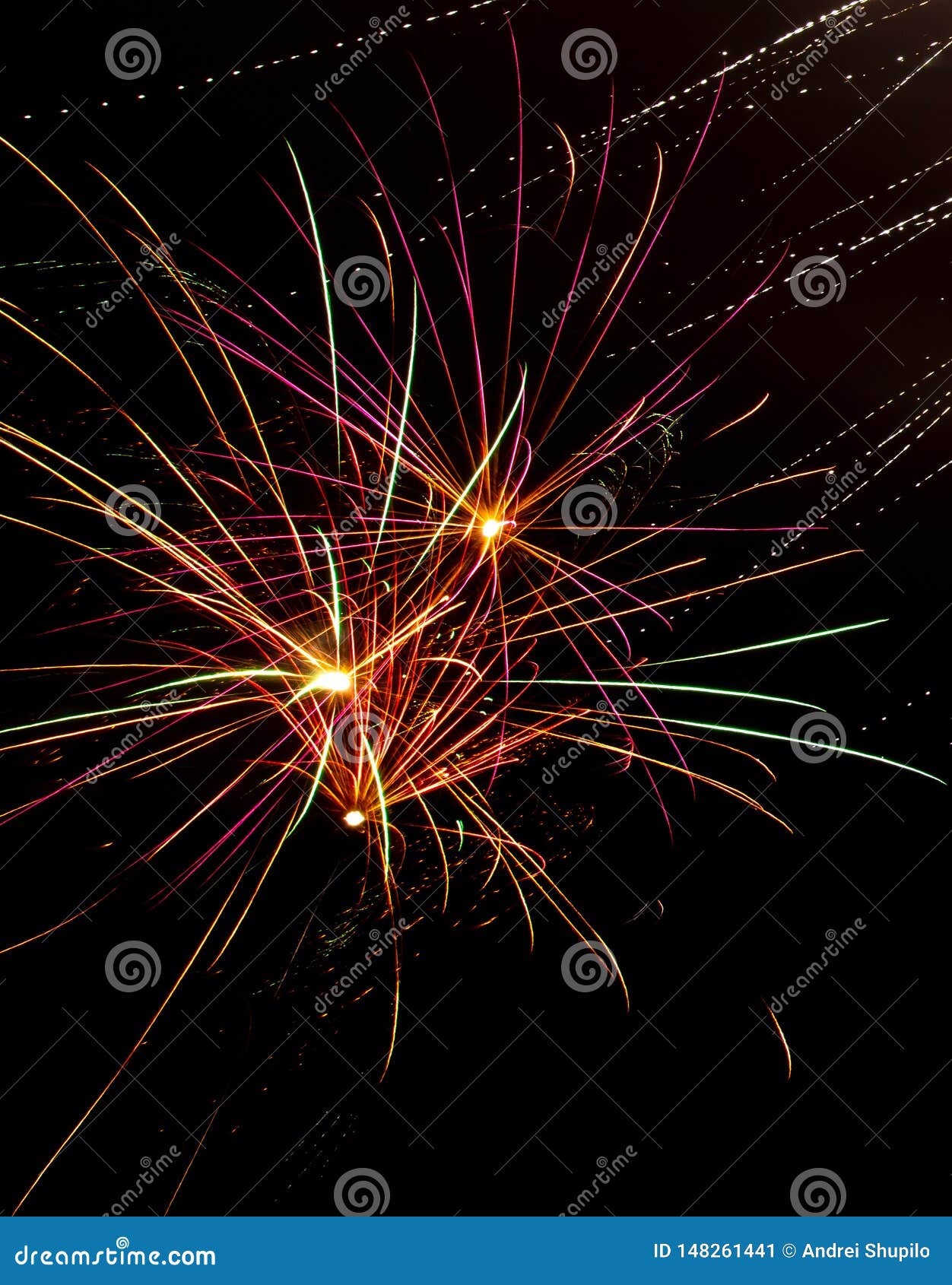 Beautiful Sparks from Fireworks in the Sky at Night Stock Image - Image ...