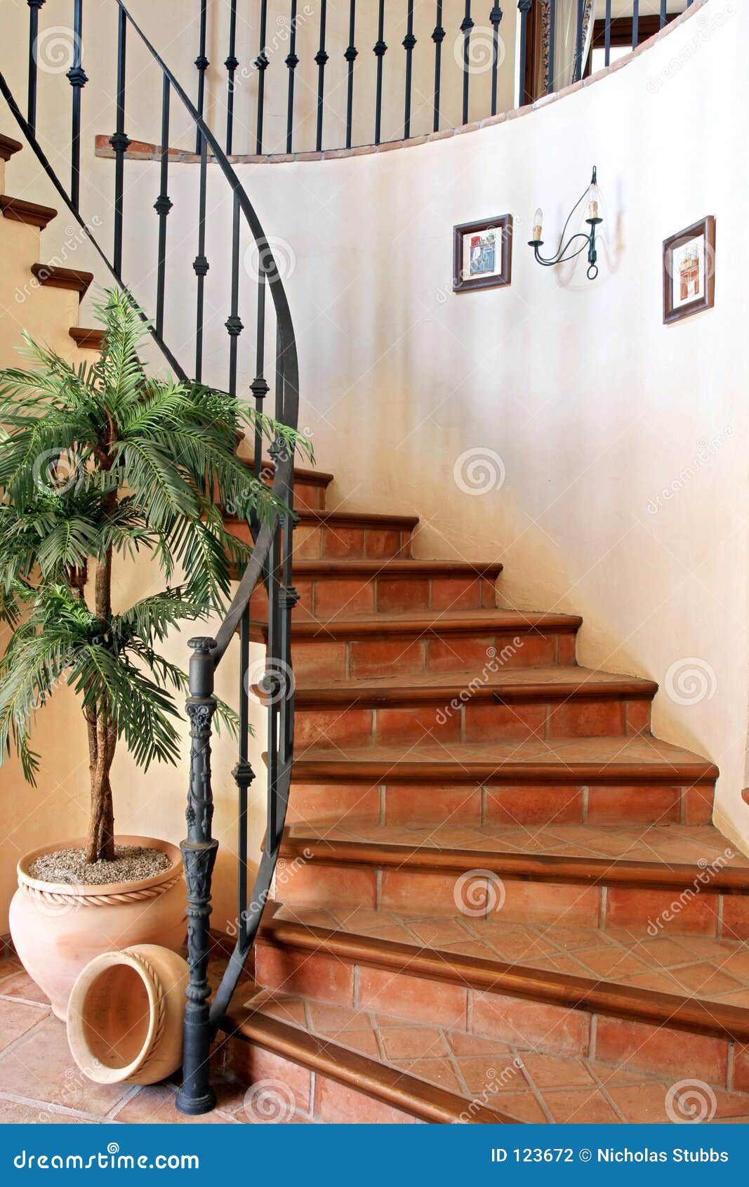 Beautiful Spiral Staircase in Large Luxury Home Stock Photo - Image of ...
