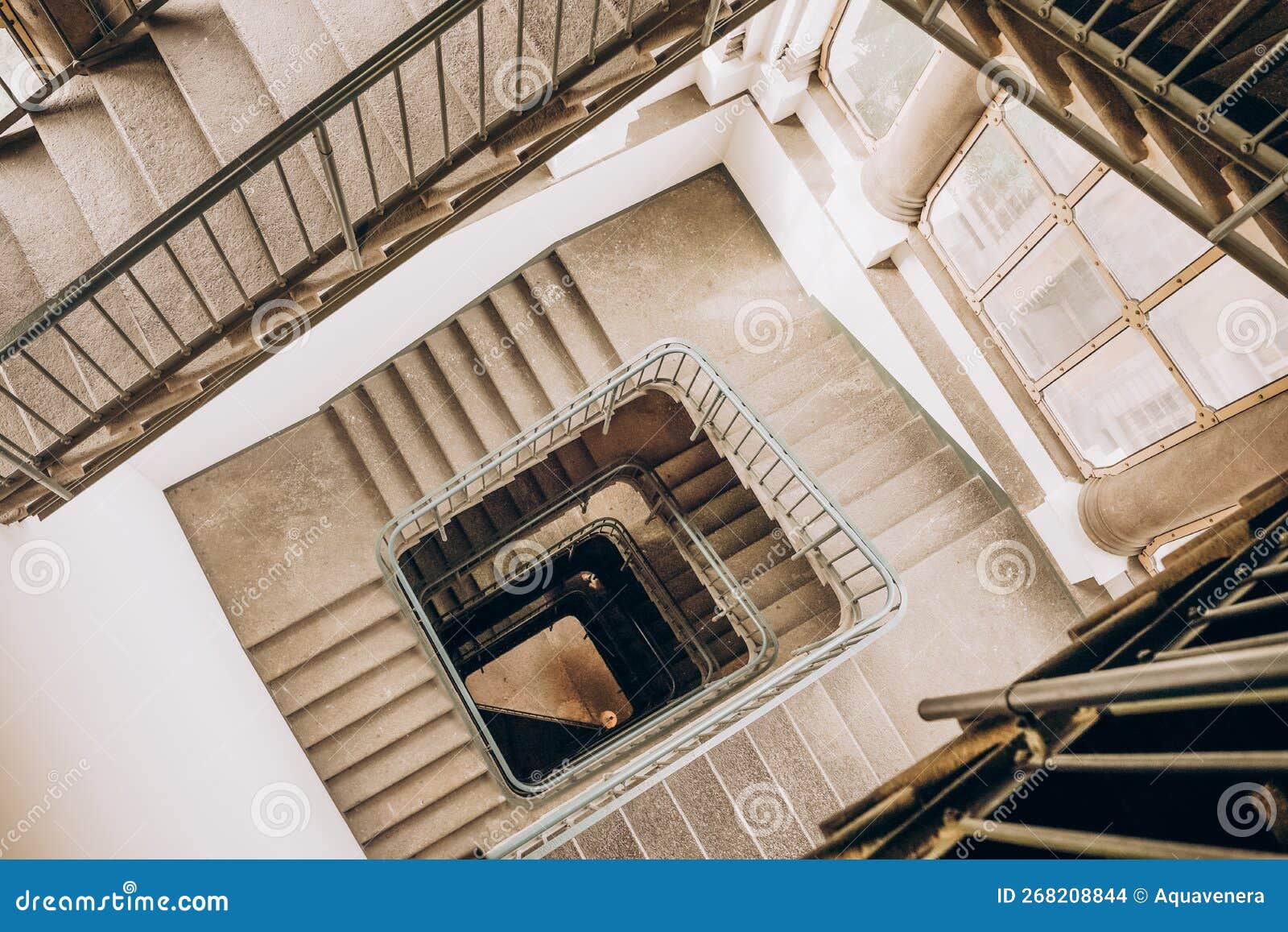 Beautiful Spiral Staircases. View from Above Stock Photo - Image of ...