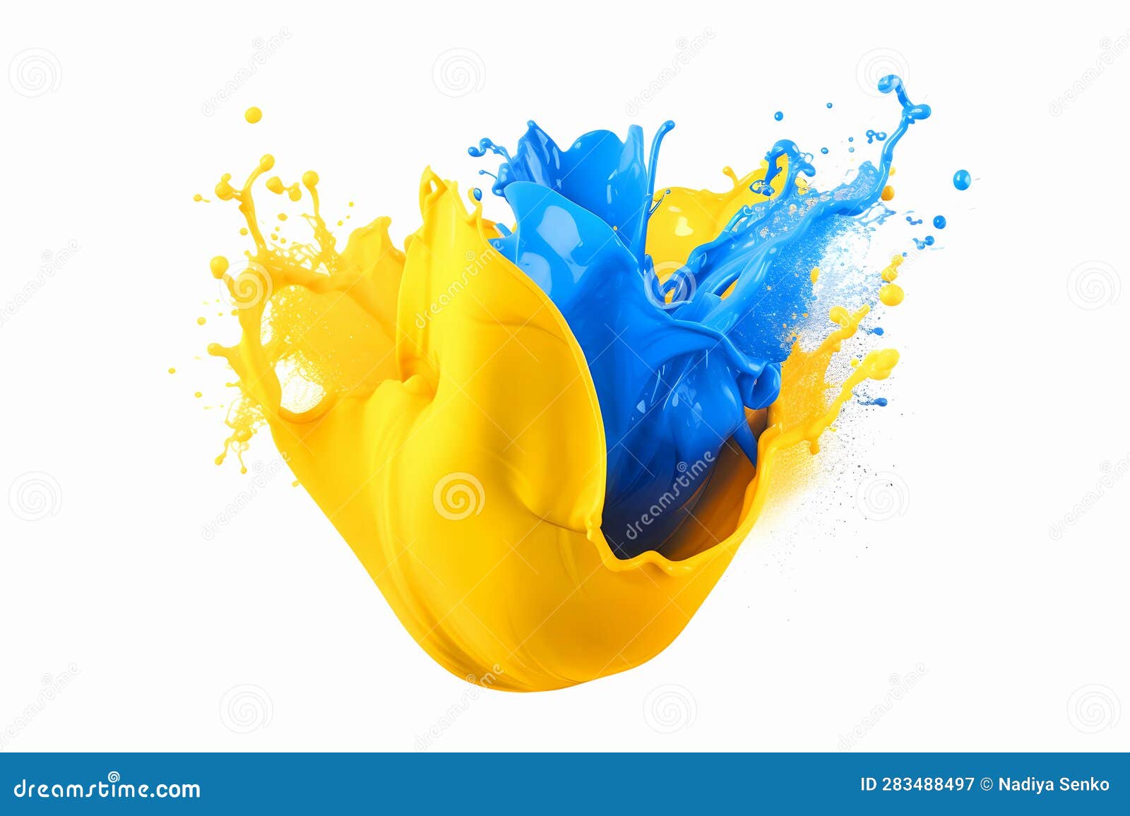 Beautiful Splash Blue and Yellow Paint Stock Illustration ...