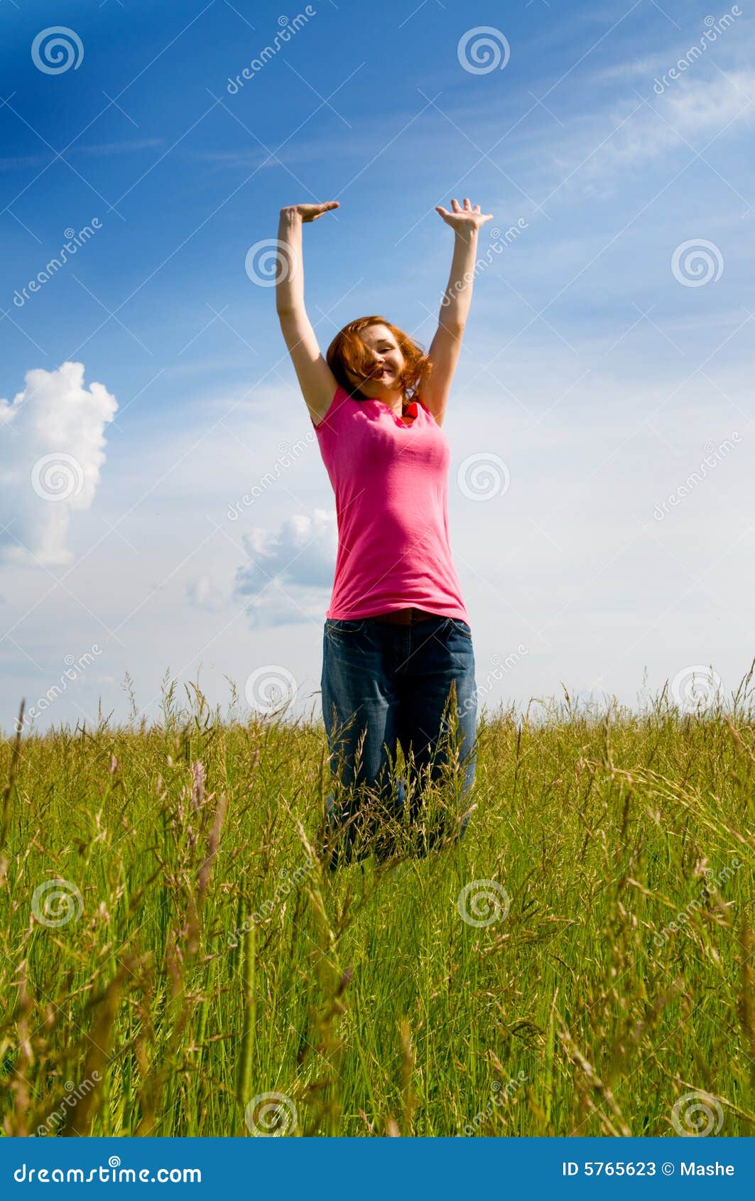 Beautiful Spreading Her Arms Stock Image - Image of field, female: 5765623