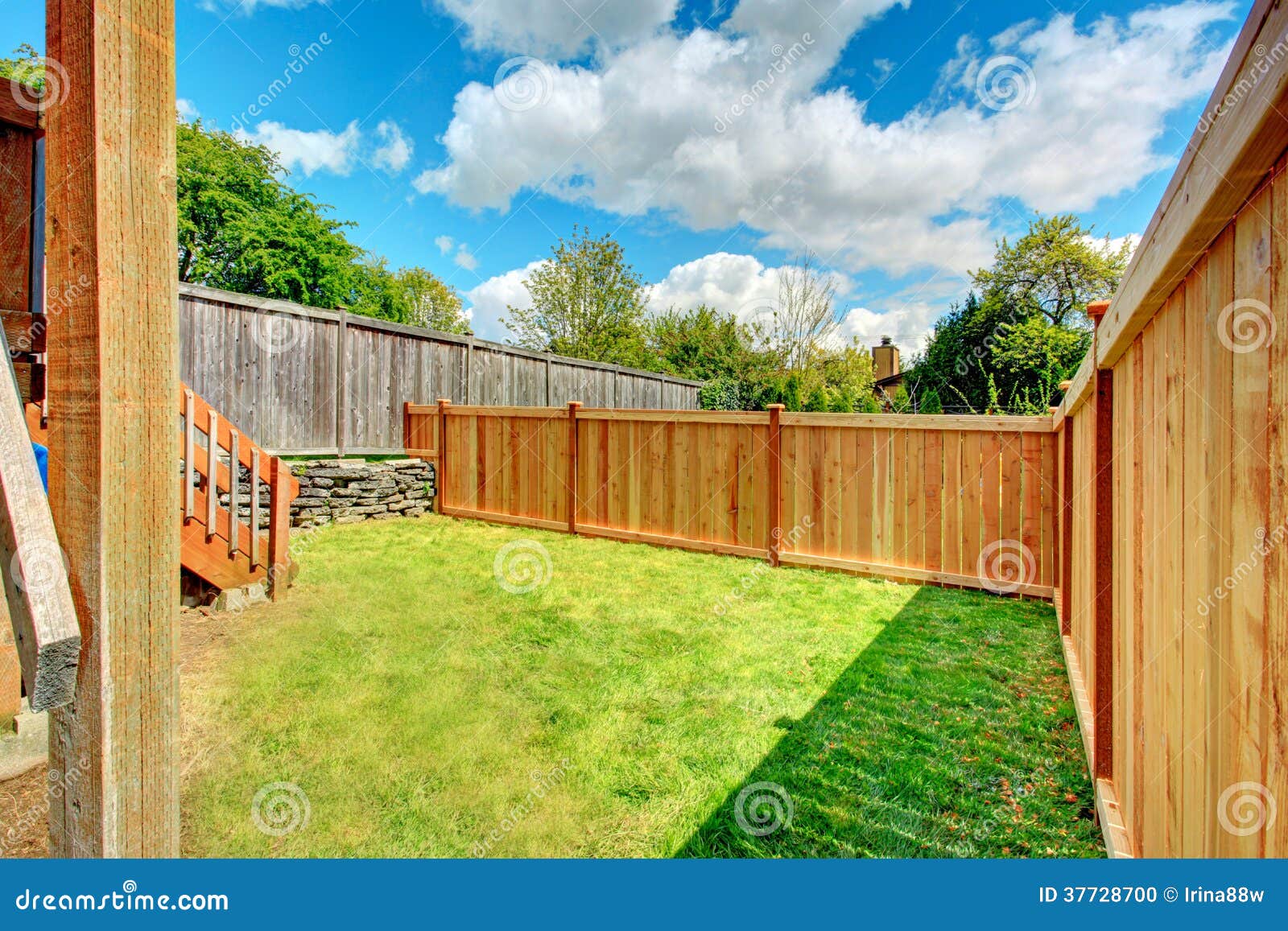 Beautiful Spring Backyard View Stock Photo - Image of exterior, fenced ...