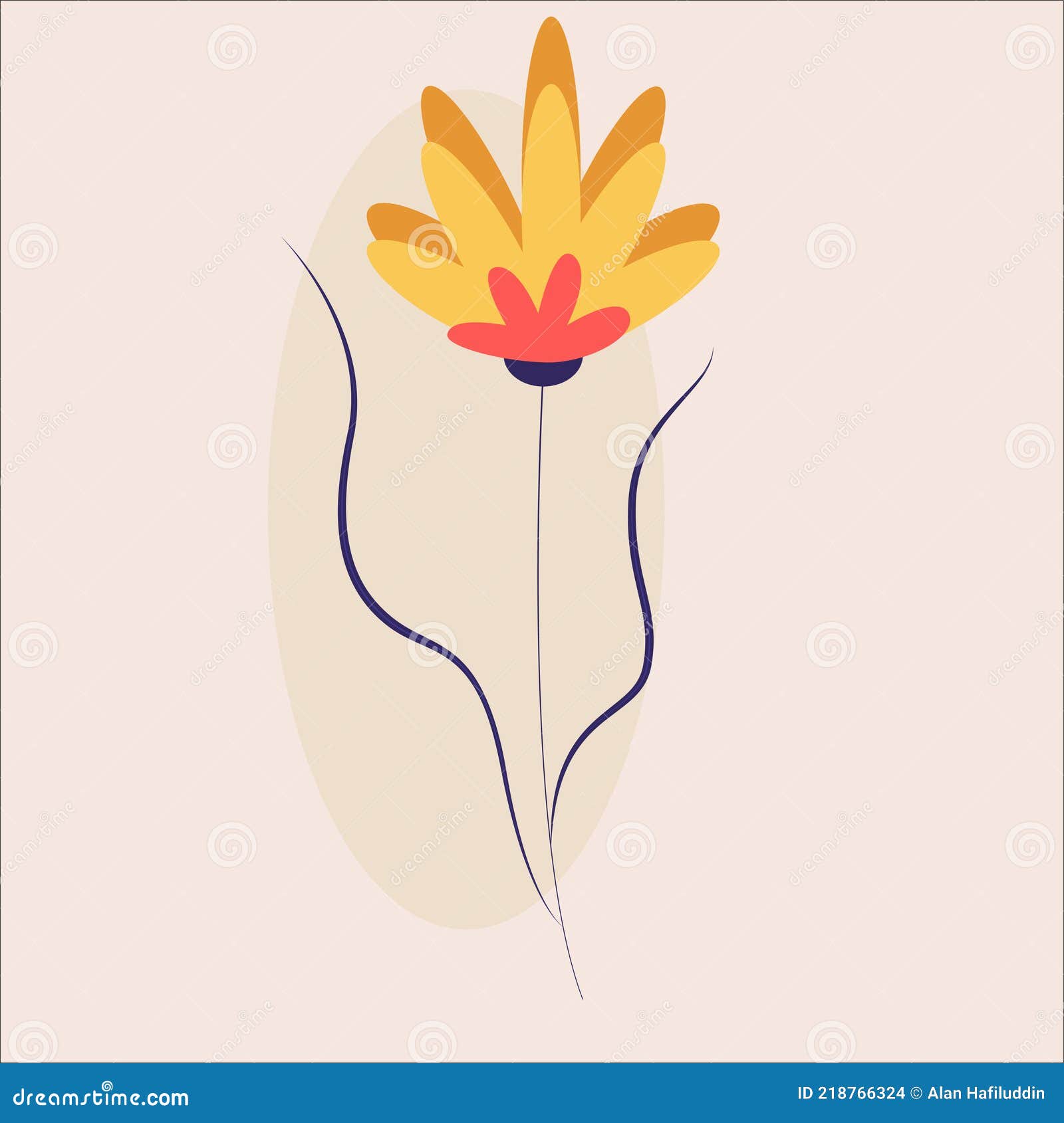 Beautiful Spring Flower Design Flat Vector Stock Vector - Illustration ...
