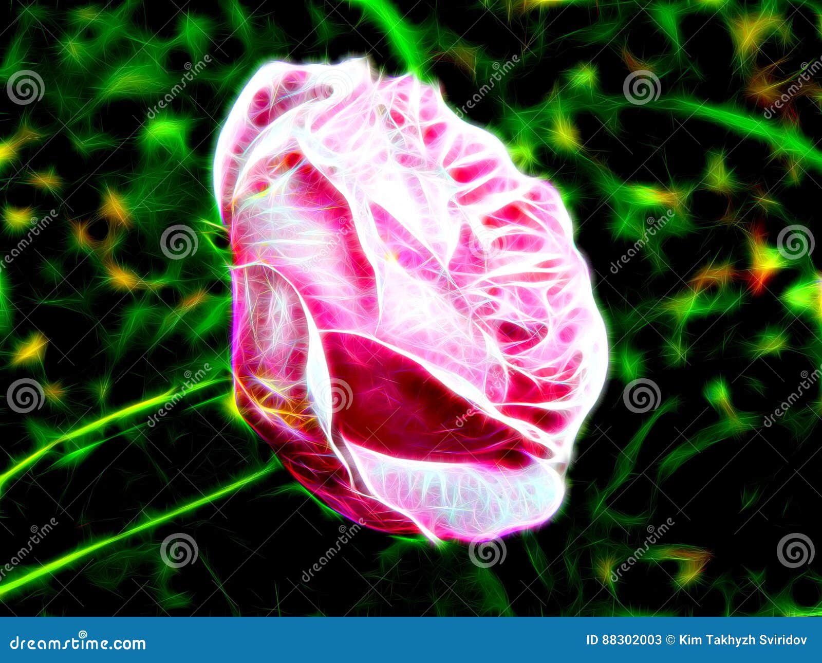 Beautiful Spring Flowers in Neon Light Stock Illustration ...