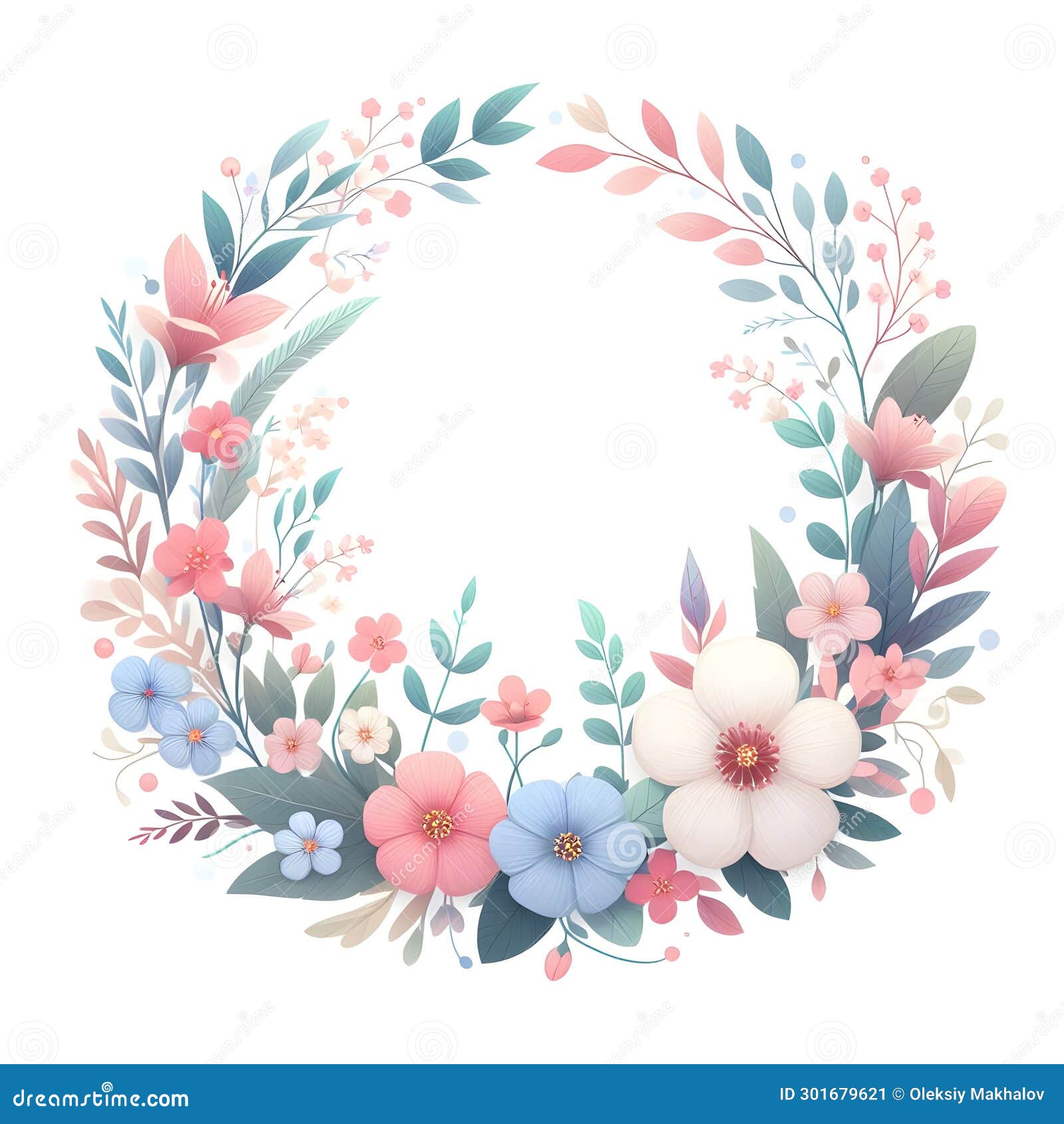Beautiful Spring Flowers Round Frame for Greeting Card Decor Stock ...
