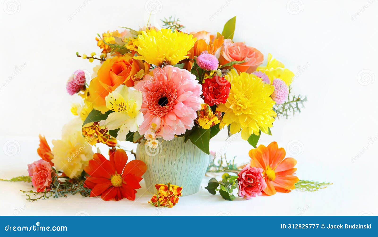 Beautiful Spring Flowers on White Background Stock Illustration ...