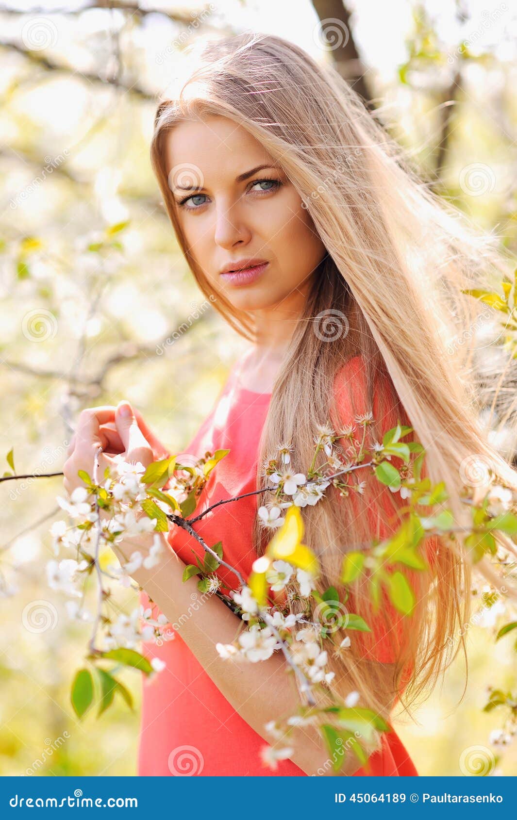 Beautiful Spring Girl in Blooming Garden Stock Image - Image of floral ...