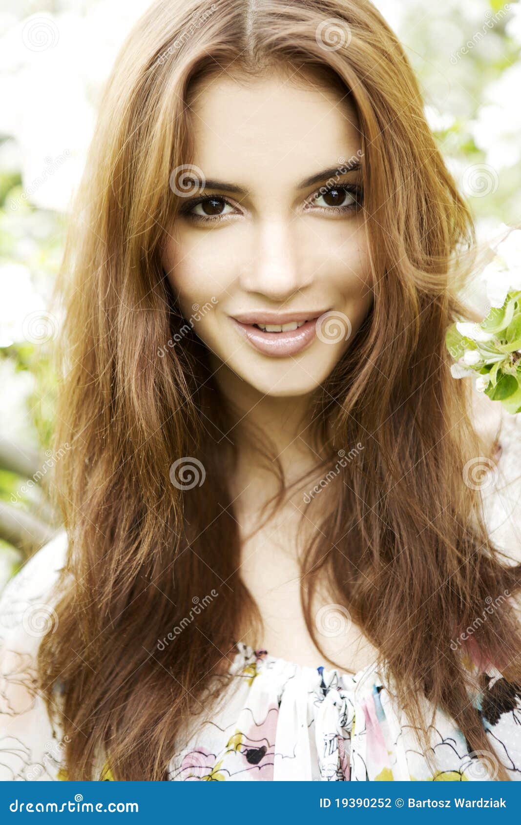 Beautiful Spring Girl with Flowers Stock Photo - Image of clear ...