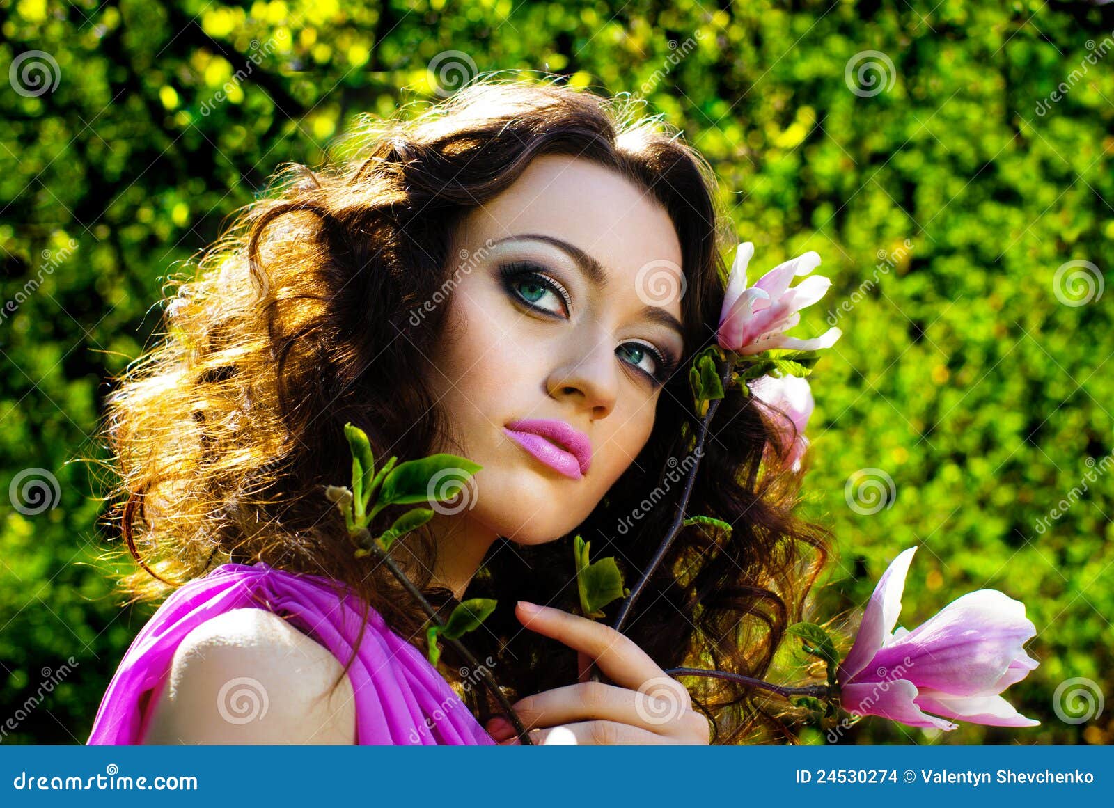 Beautiful Spring Girl with Flowers Stock Photo - Image of model ...