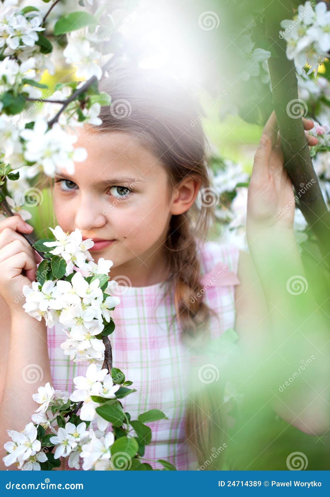 Beautiful Spring Girl with Flowers Stock Image - Image of lips, flower ...